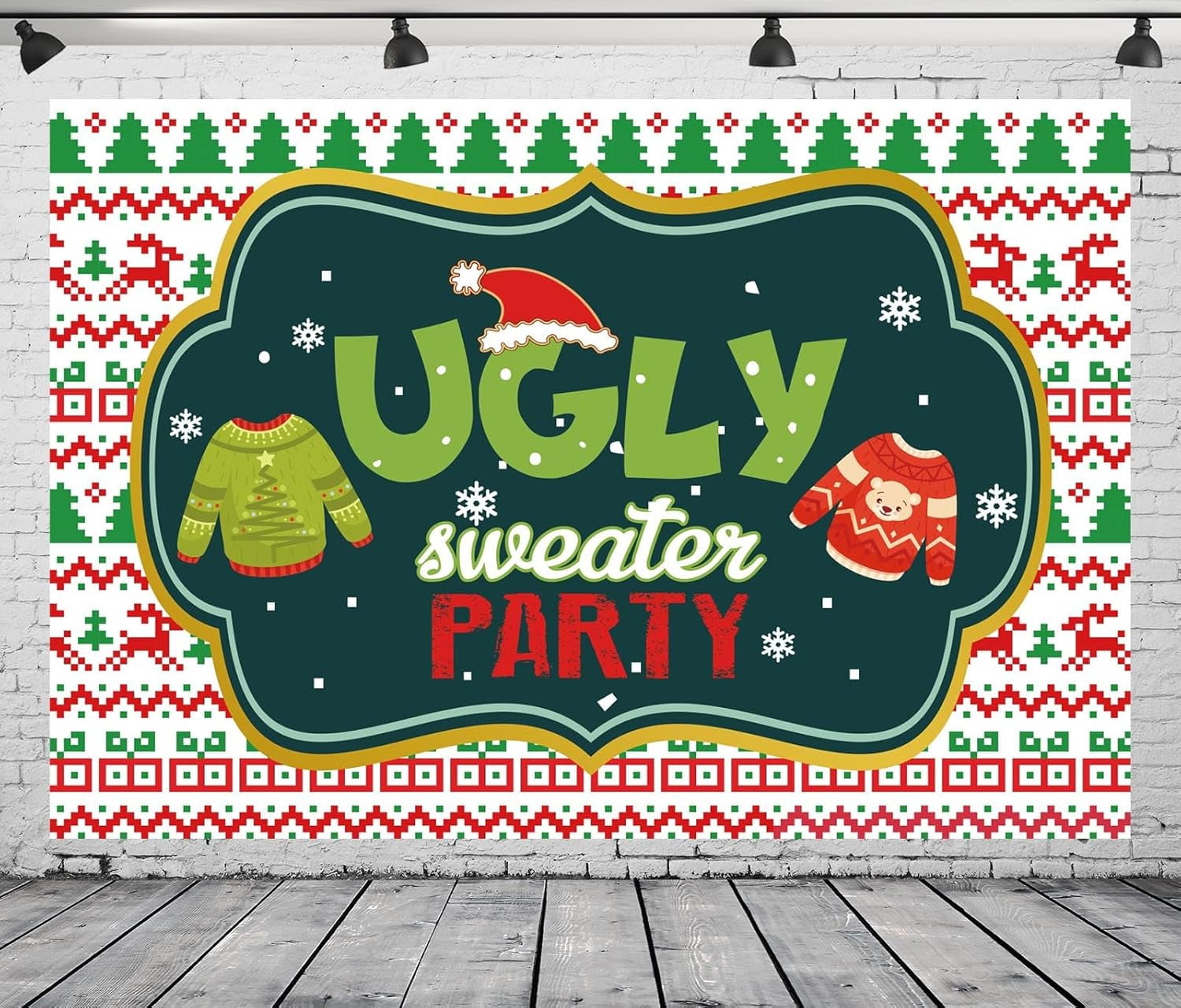 Ugly Sweater Party Backdrop Red Green Ugly Christmas Sweater ...