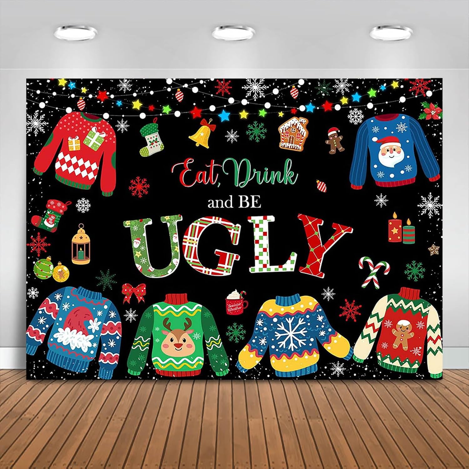 Ugly Sweater Party Backdrop for Christmas Eat Drink and Be Ugly ...