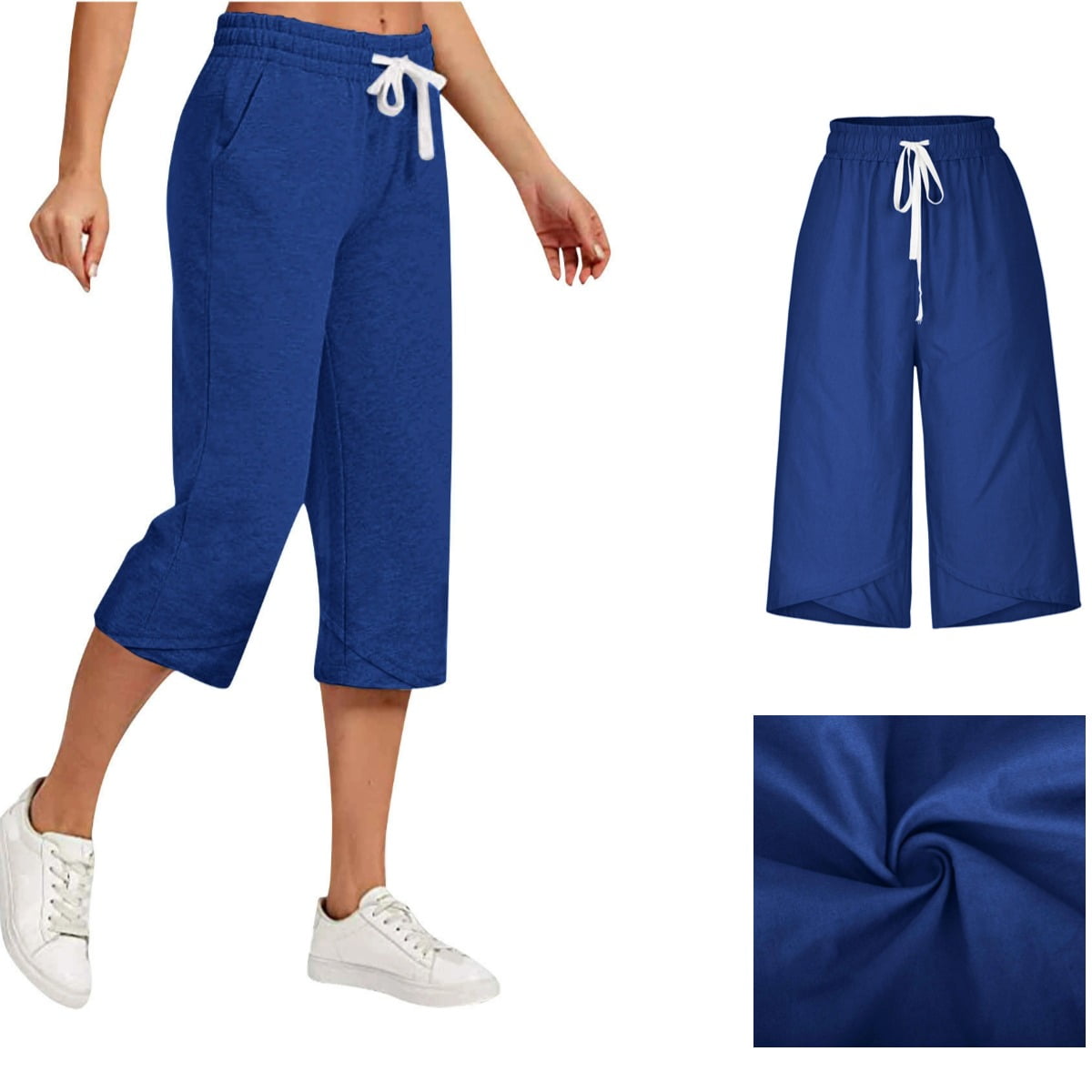 REALiKUN Dress Capris for Women - Drawstring Straight Leg with Pockets ...