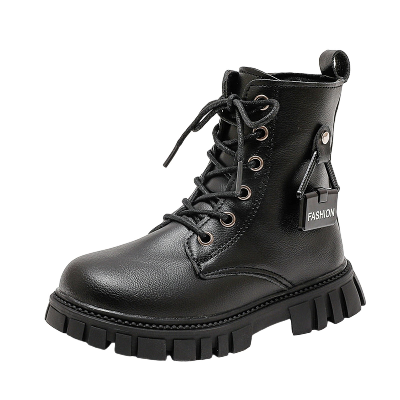 Ugoldhm Girls Mid Calf Boots Lace Up Leather Resistent Slip Booties ...