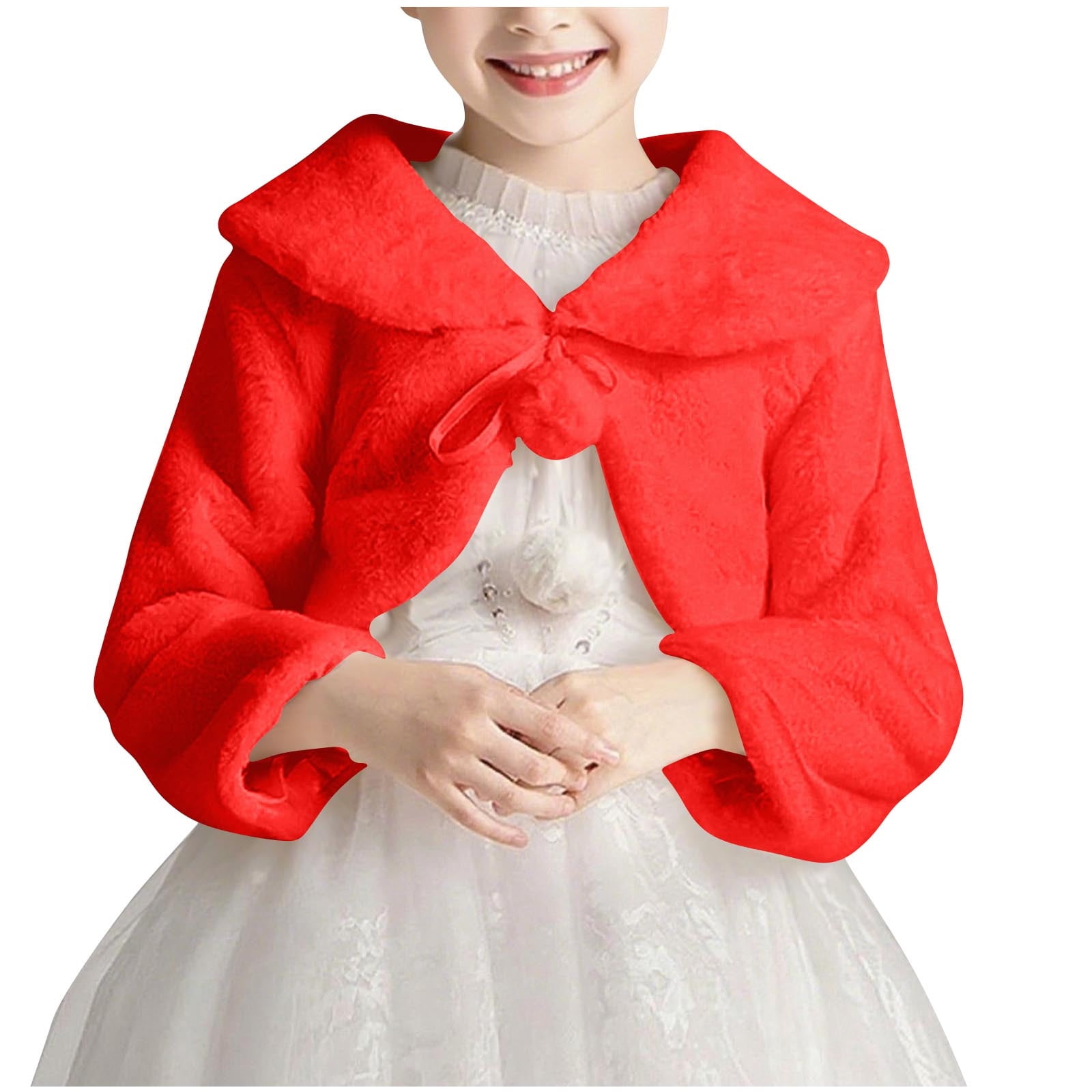 Ugoldhm Girls Faux Fur Bolero Shrug Fuzzy Cop Dress Coat Wedding Party ...