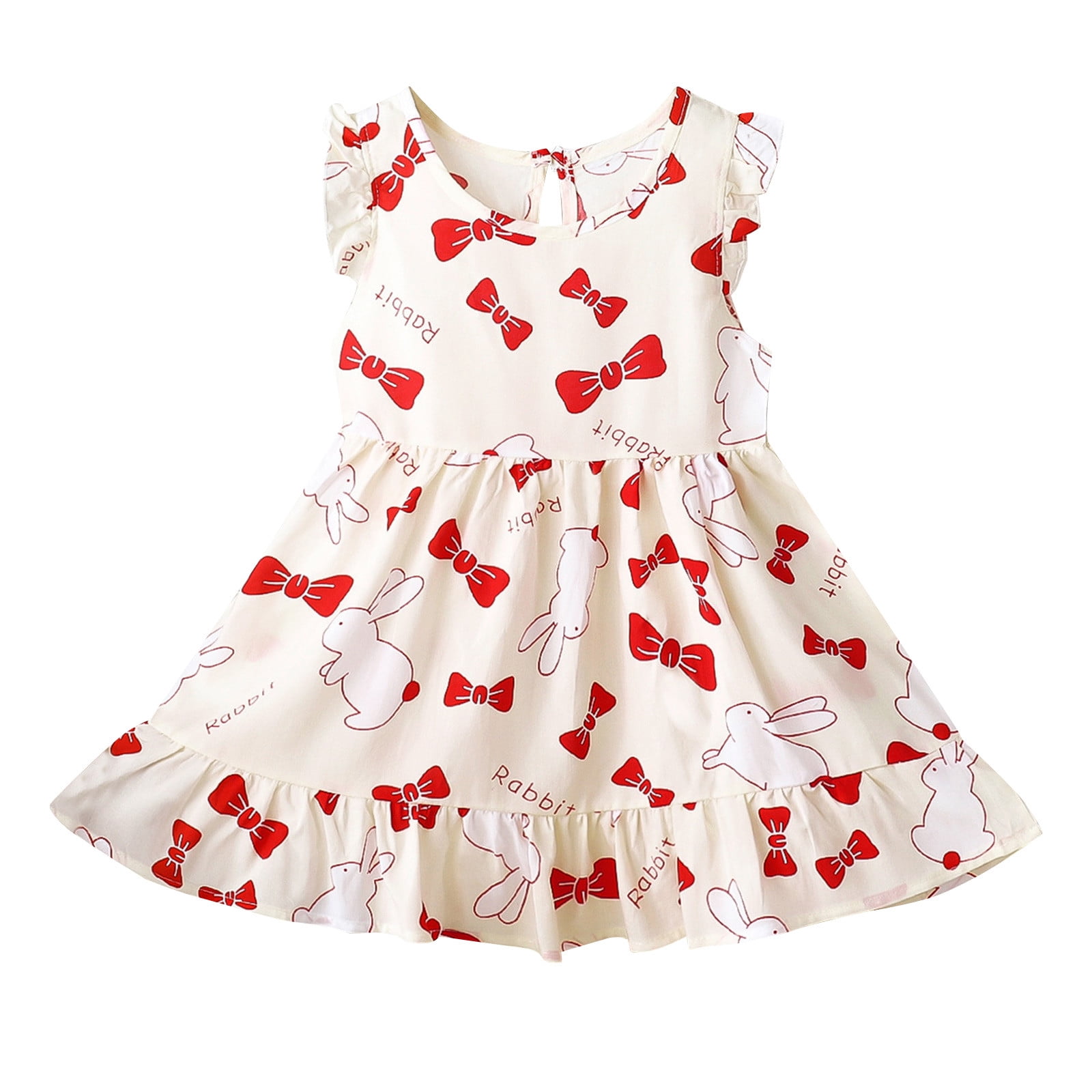 Ugoldhm Girls Dresses Flowy Cute Print Boho Dress Sleeveless Cotton ...