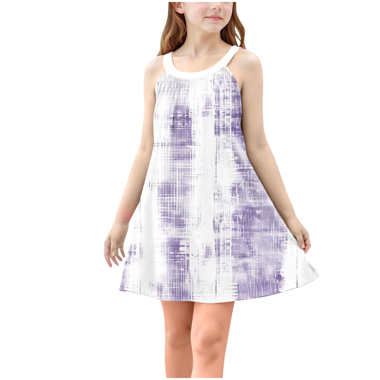 Ugoldhm Girls Sleeveless Dresses Trendy Cute Casual Cute Print Slip ...