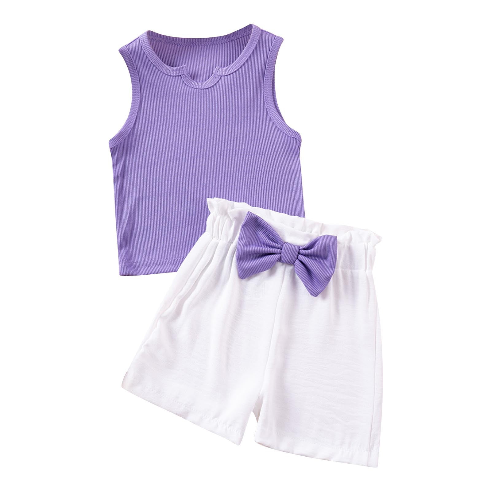Ugoldhm Girls Summer Outfits Comfy Tank Top and Elastic Waist Shorts ...
