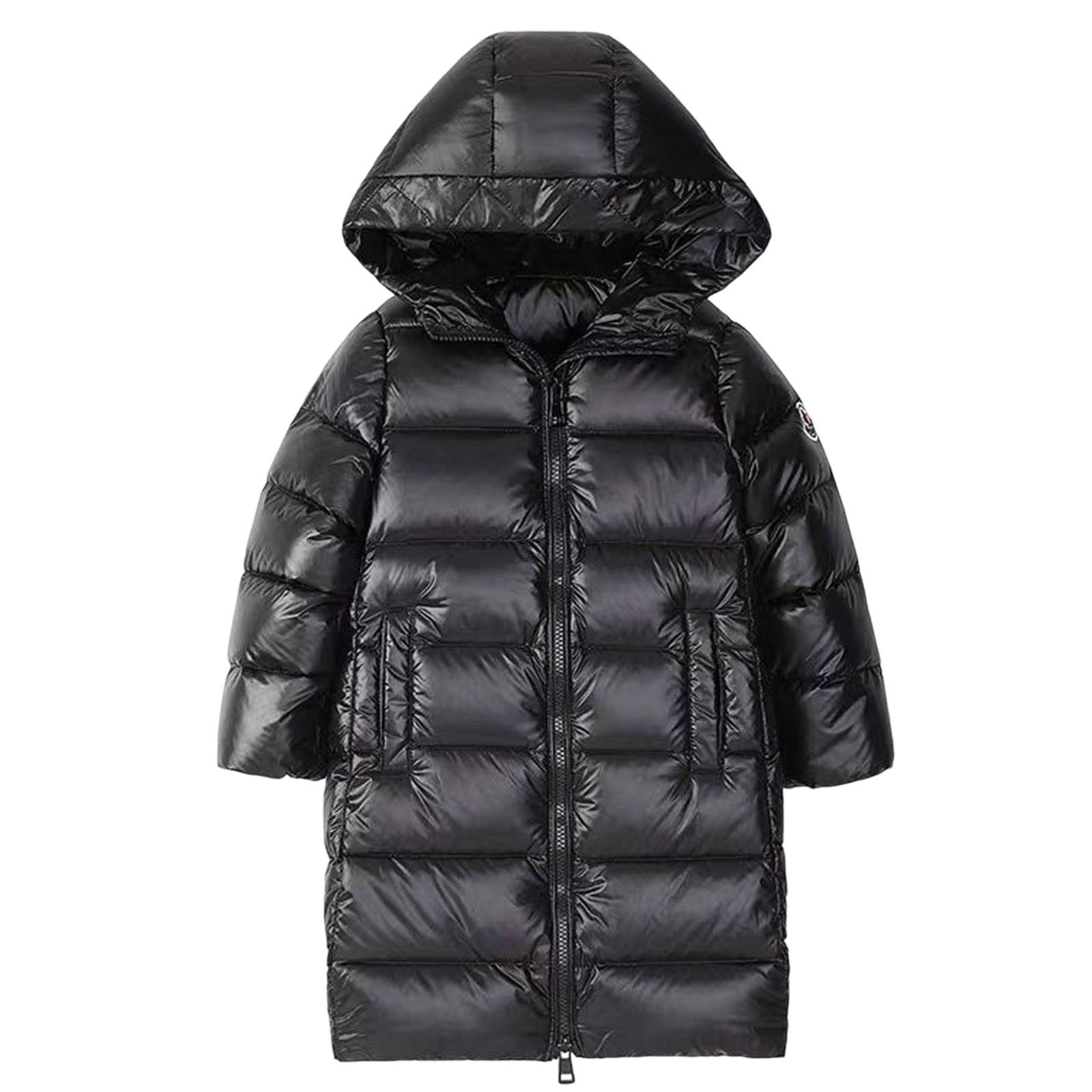 Ugoldhm Kids Puffer Jacket Two-Way Zipper Hooded Mid-Length Teens Coat ...