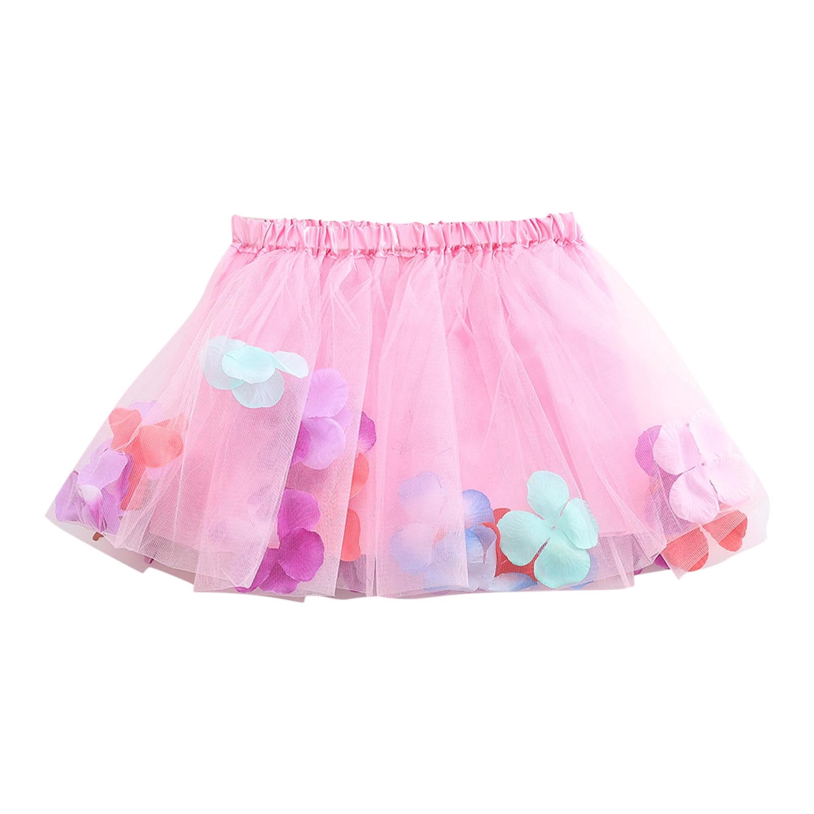 Ugoldhm Little Girls Mesh Skirt Summer Layered Elastic Waist Dance ...
