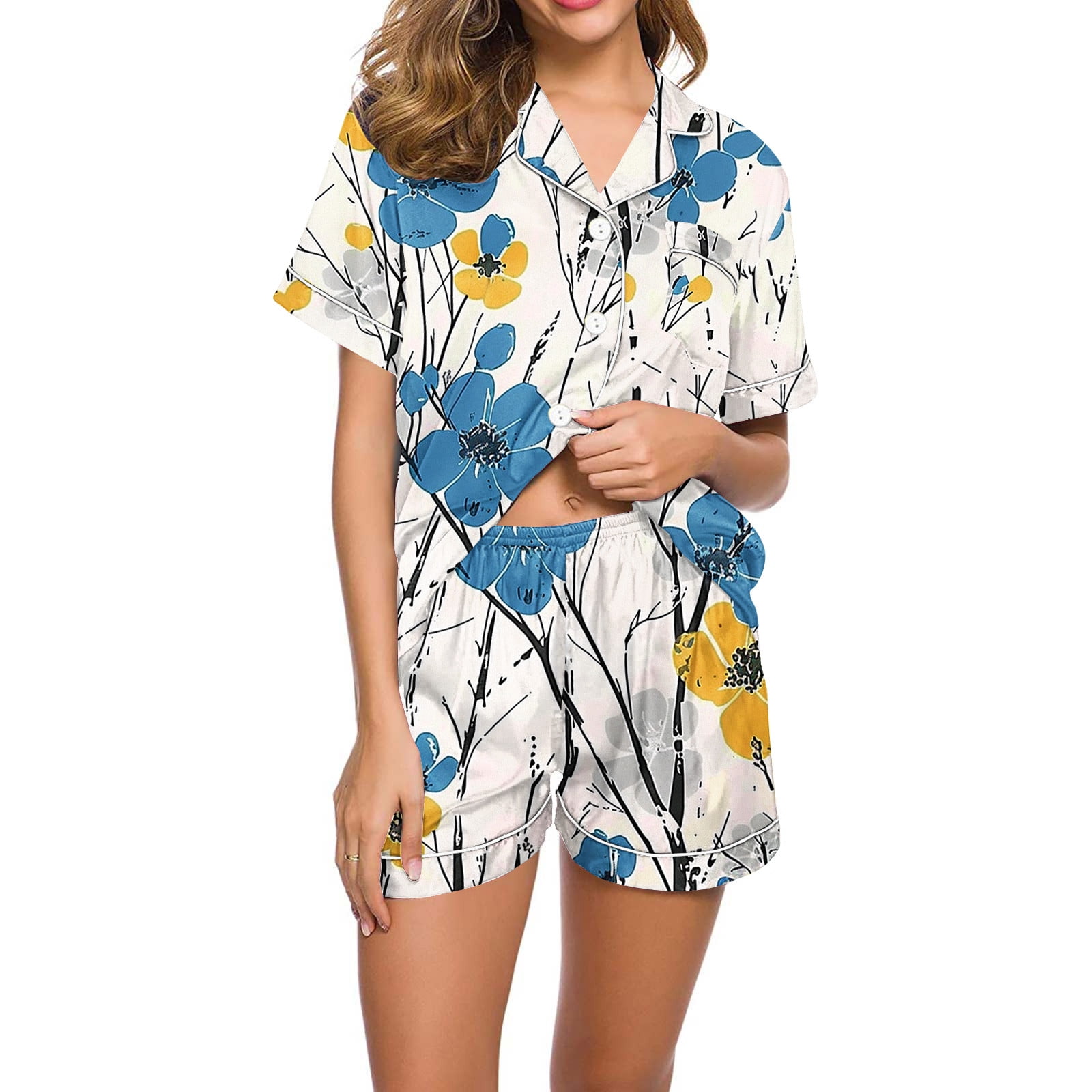 Ugoldhm Sleepwear for Women Nightgown - V Neck Button Down Pajamas Set ... Ugoldhm Sleepwear for Women Nightgown - V Neck Button Down Pajamas Set ...