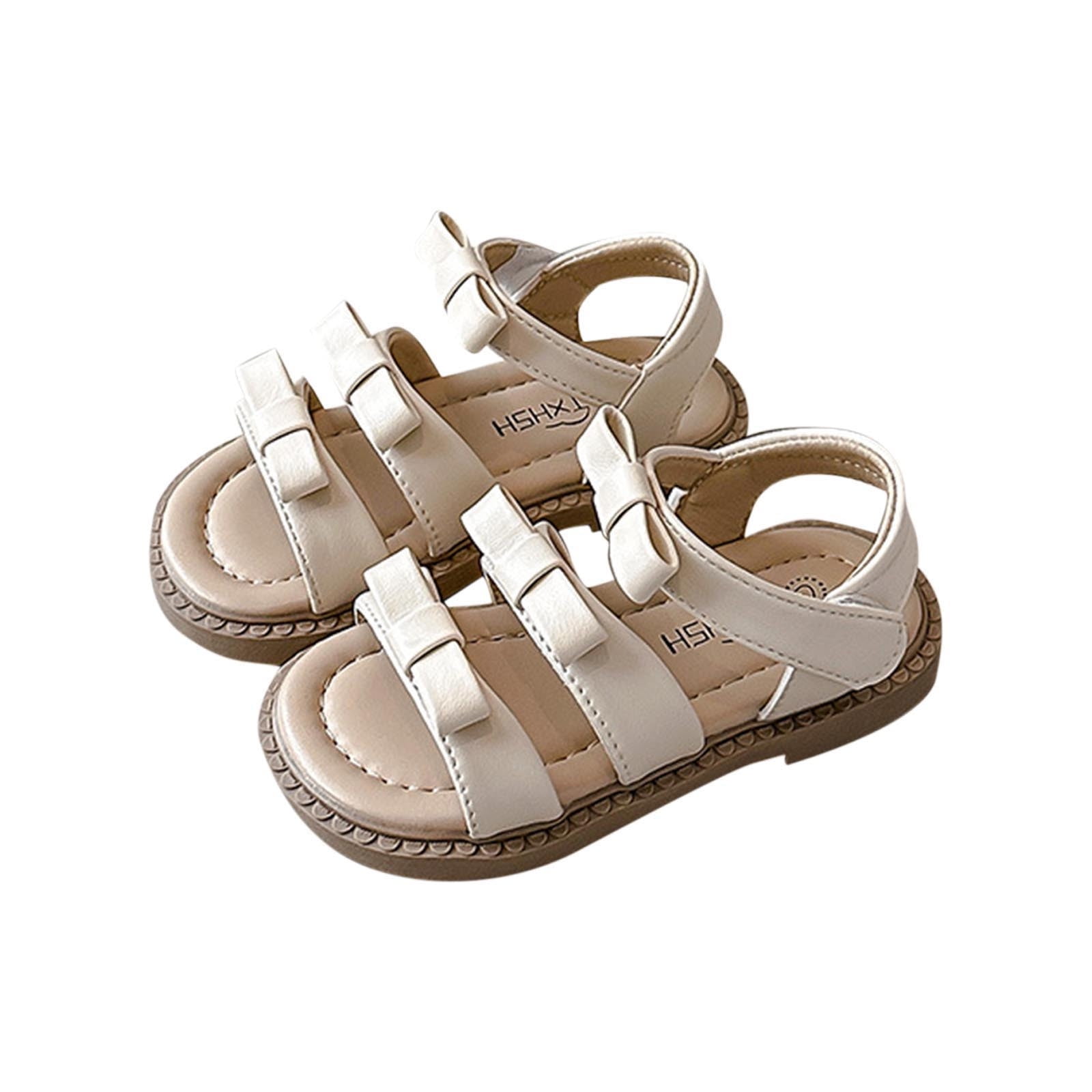 Ugoldhm Toddler Little Girls Summer Sandals with Bow, Hook & Loop ...