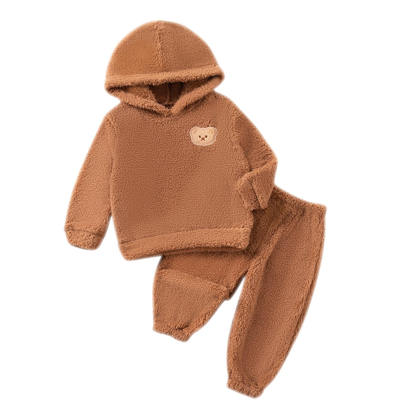 Ugoldhm Toddlers Fleece Outfit Set Pullover Embroidered Hoodie and Pant ...