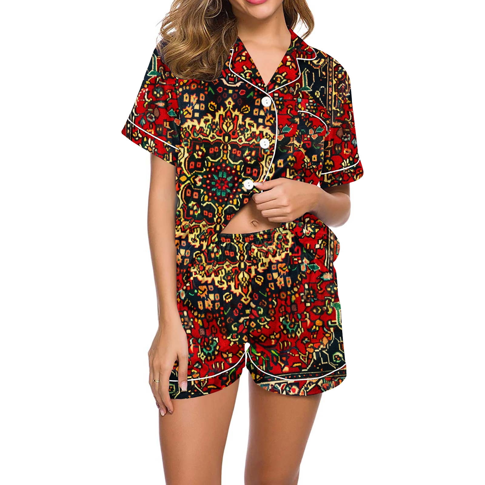 Ugoldhm Women's Pajamas Soft - V Neck Button Down Pajamas Set Summer ... Ugoldhm Women's Pajamas Soft - V Neck Button Down Pajamas Set Summer ...
