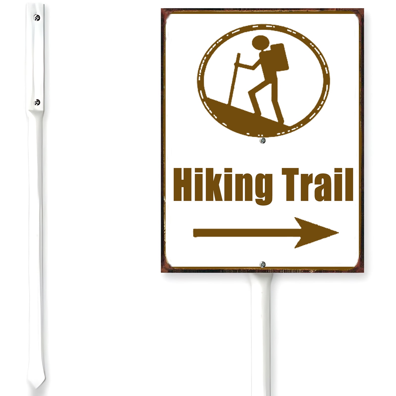 Ugtell Hiking Trail Aluminum Metal Sign 7x8.8inch With Stake Warning ...