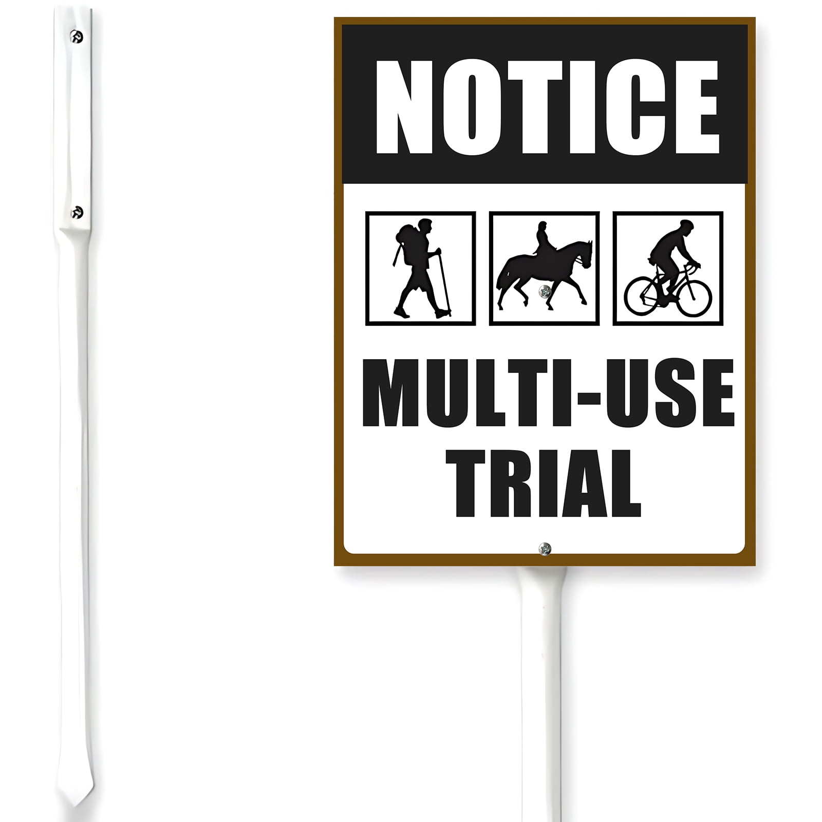 Ugtell Multi-Use Trail Aluminum Metal Sign 7x8.8inch With Stake Warning ...