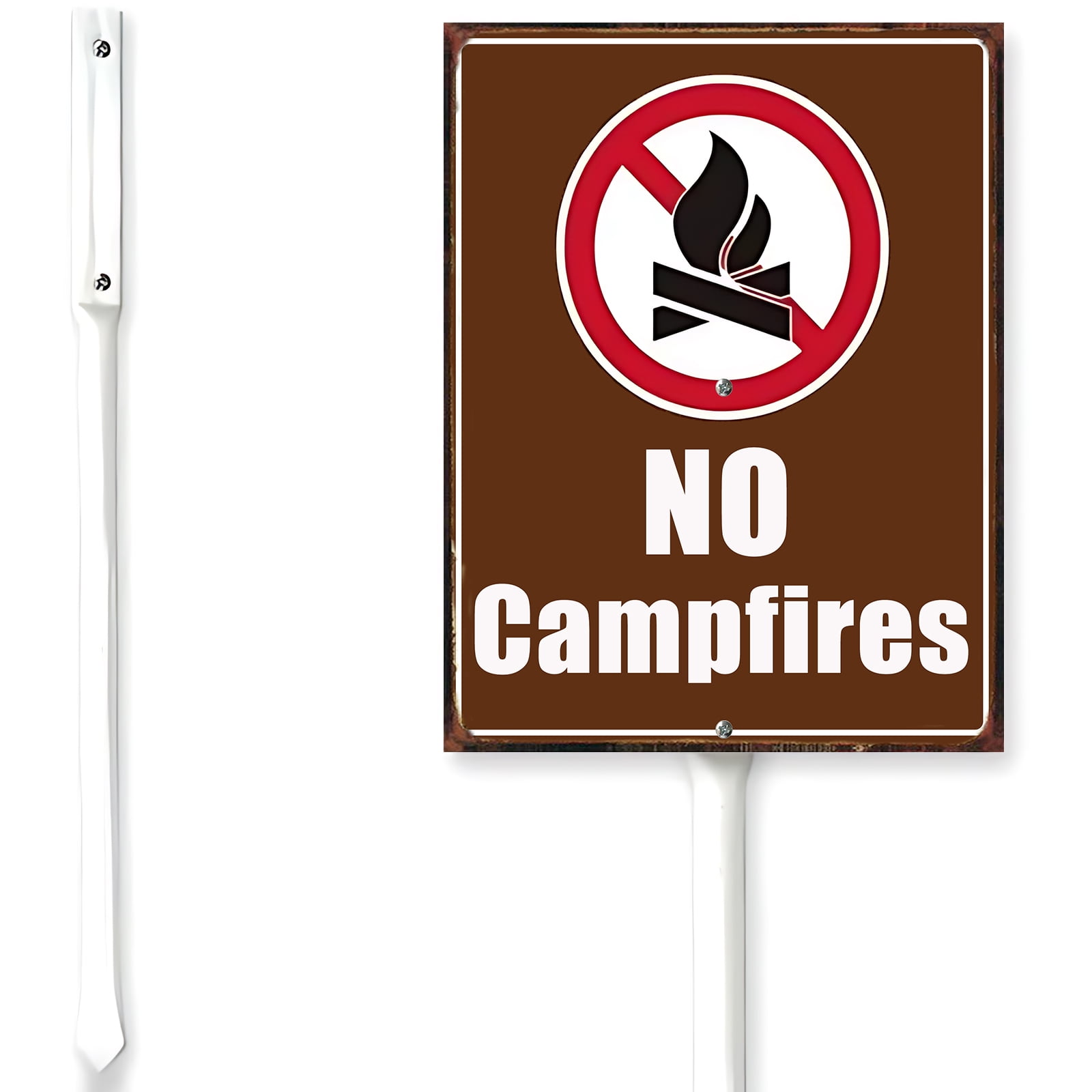 Ugtell No Campfires Aluminum Metal Sign 7x8.8inch With Stake Warning ...