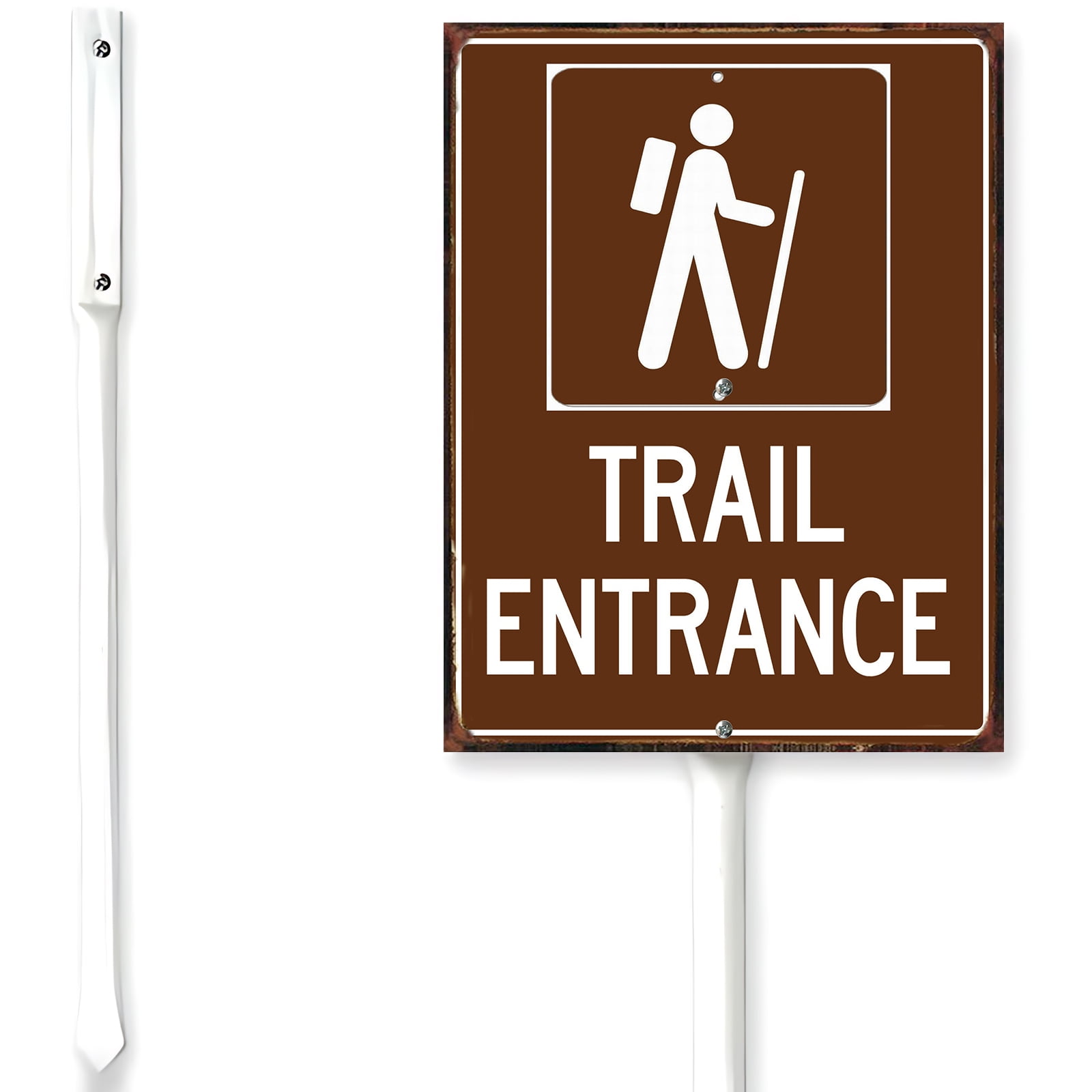 Ugtell Trail Entrance Aluminum Metal Sign 7x8.8inch With Stake Warning ...