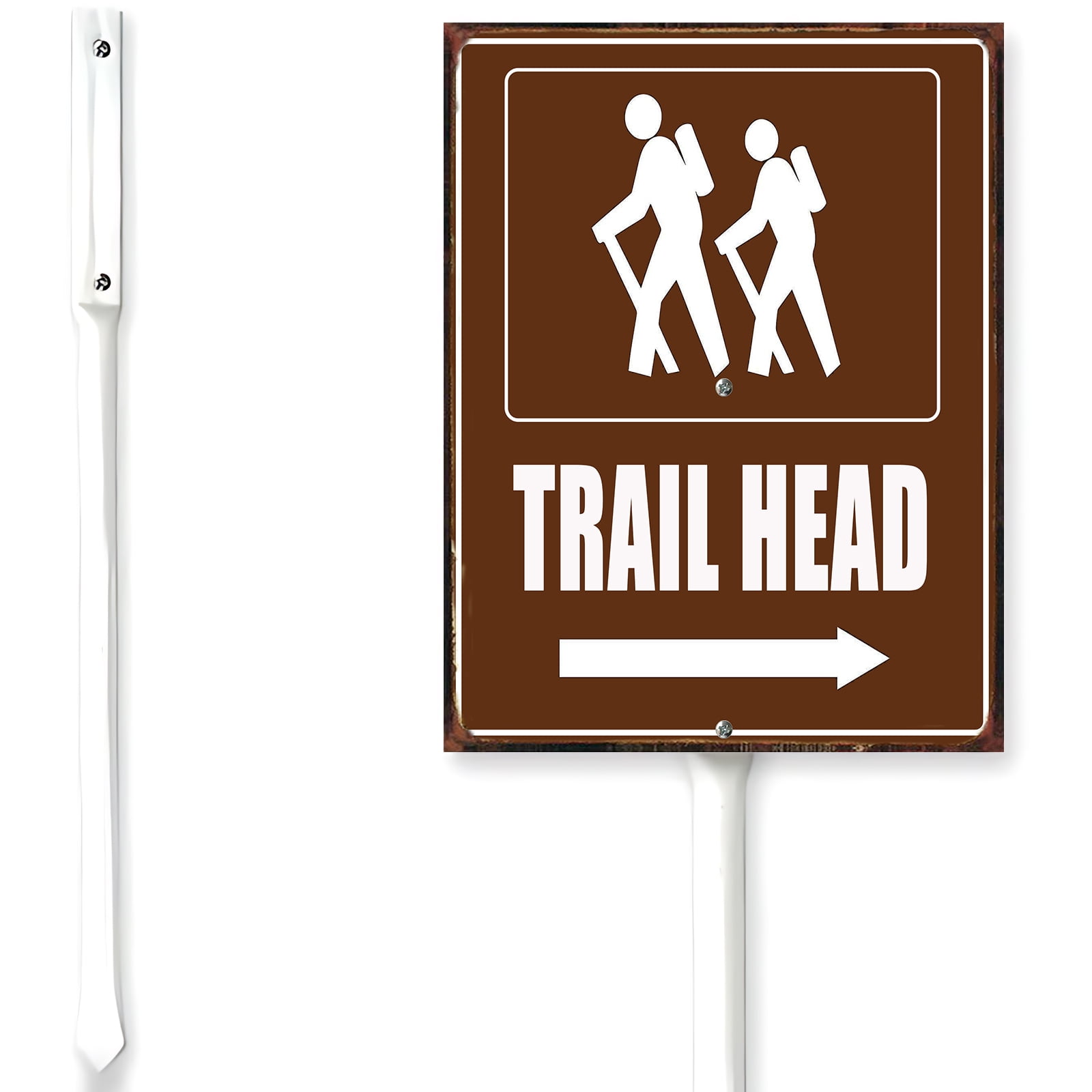 Ugtell Trail Head Aluminum Metal Sign 6x4.6inch With Stake Warning Sign ...