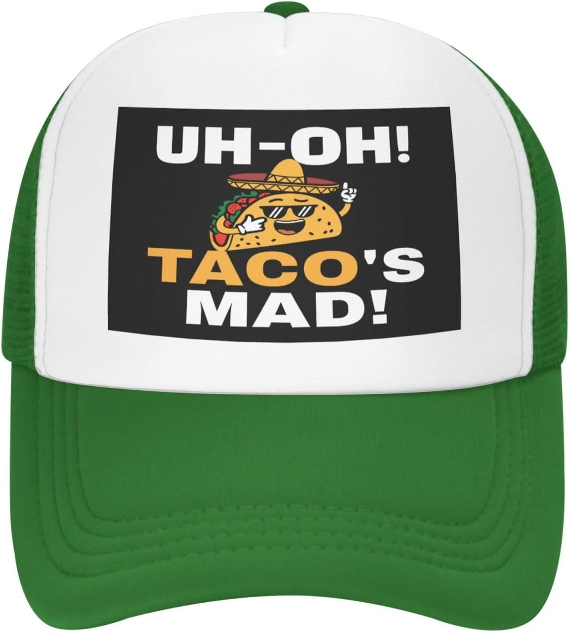 Uh-Oh Taco's Mad! Orange Faced Taco Baseball Cap Mesh Trucker Hat Unisex Black - Walmart.com
