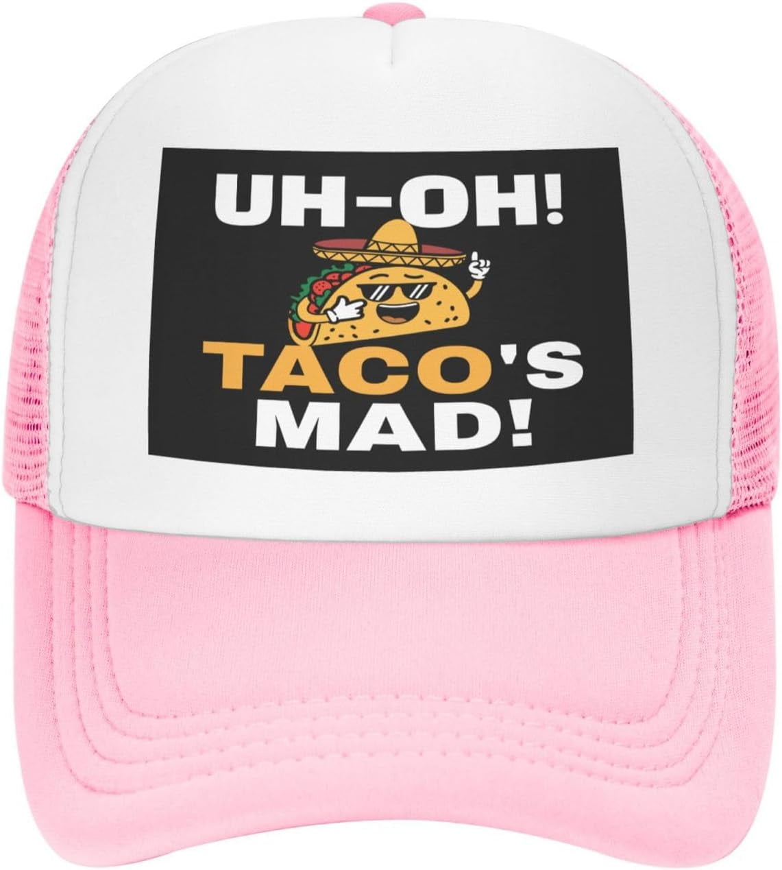 Uh-Oh Taco's Mad! Orange Faced Taco Baseball Cap Mesh Trucker Hat ...