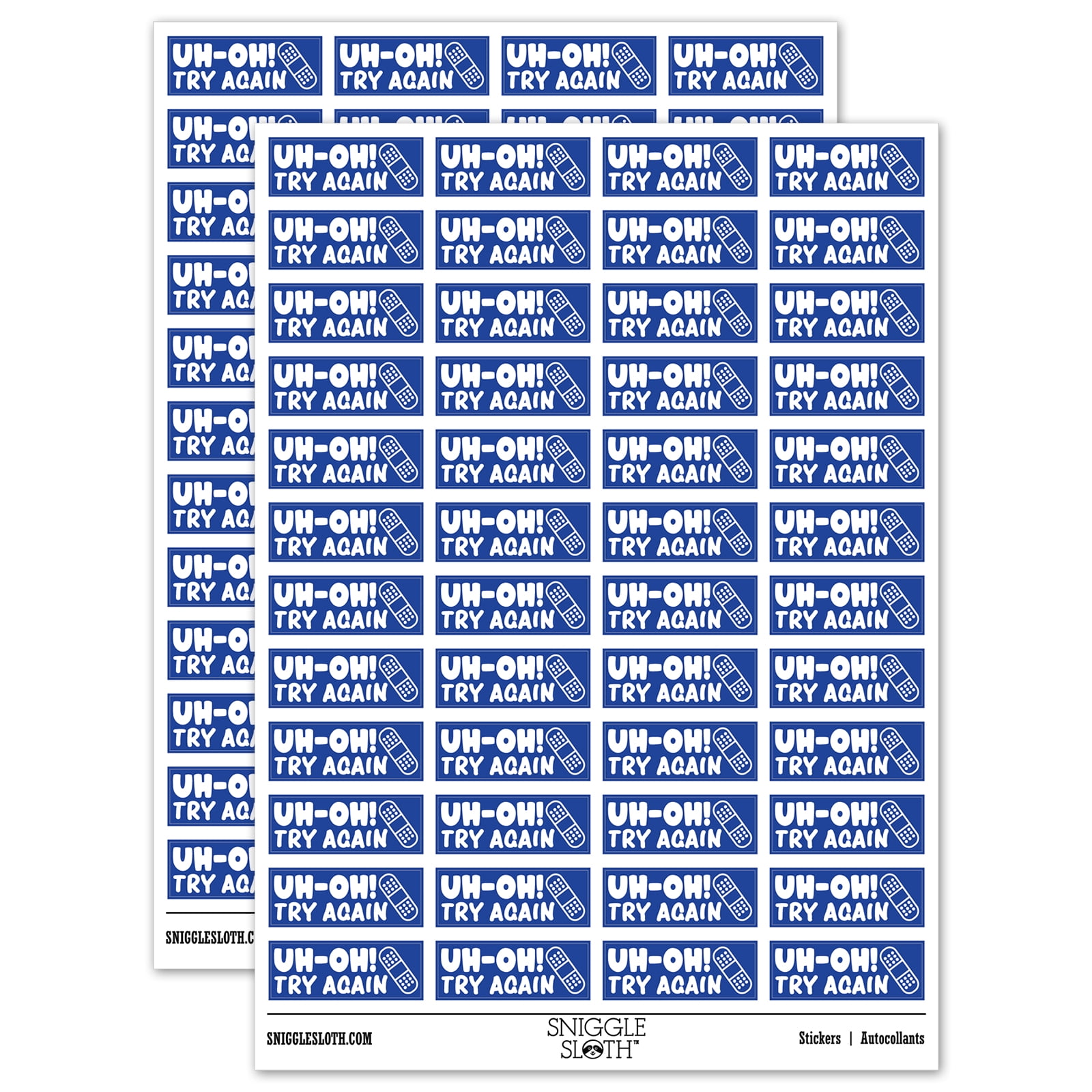 Uh-Oh Try Again Teacher Student School Sticker Set - Dark Blue - Gloss ...