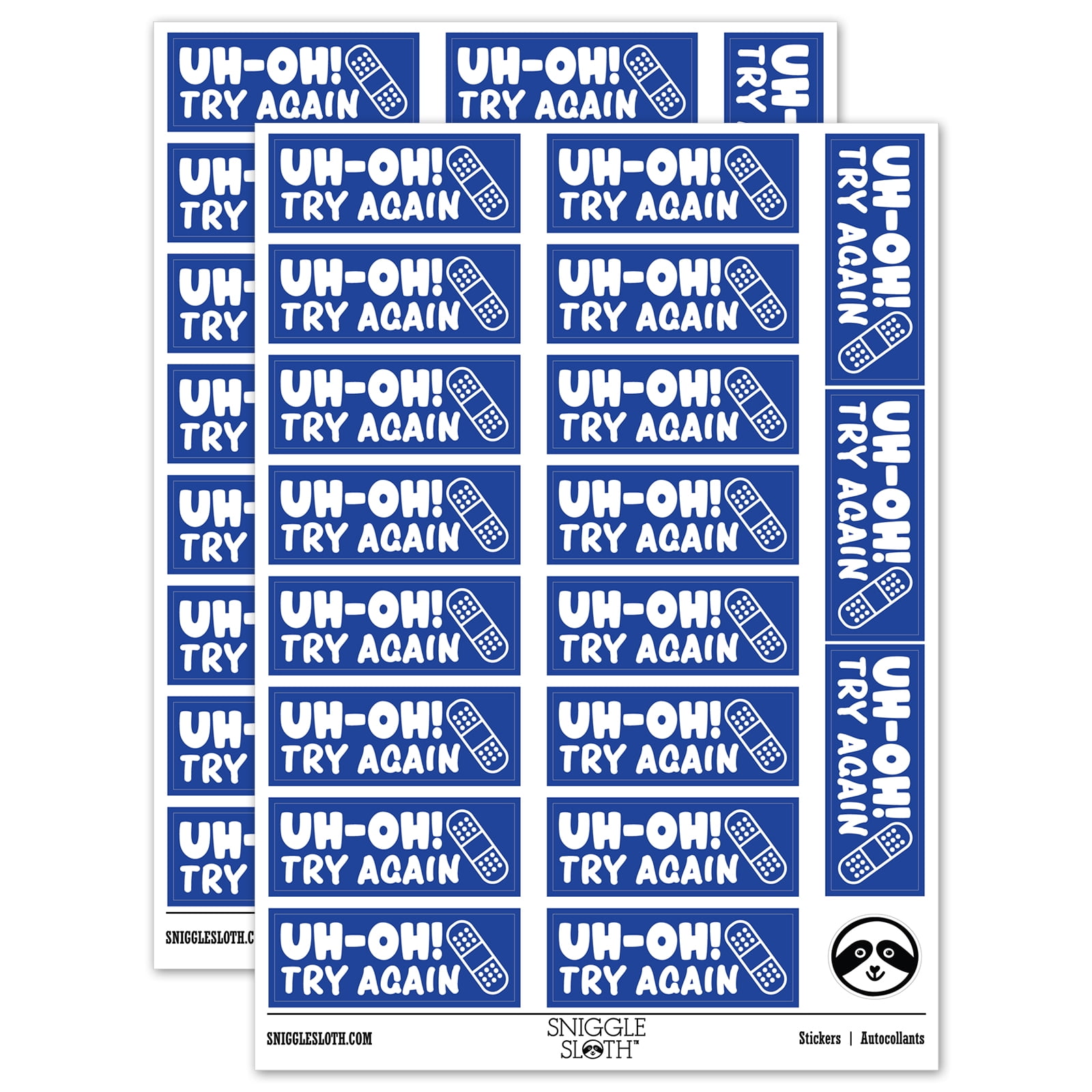 Uh-Oh Try Again Teacher Student School Sticker Set - Dark Blue - Matte ...