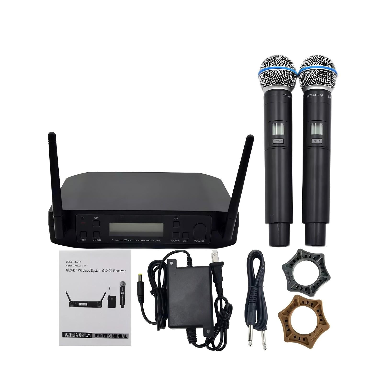 Uhf Dual Channel Wireless Microphone System Handheld Mics Frequency ...