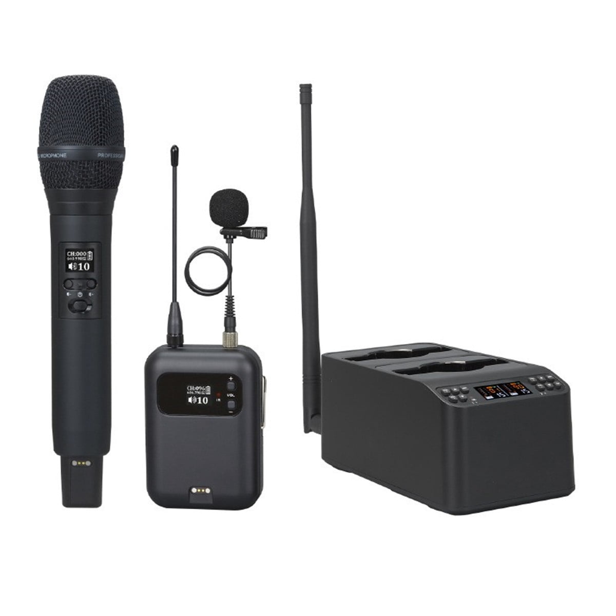Uhf Wireless Microphone System Handheld Bodypack 2 Channels For Karaoke ...