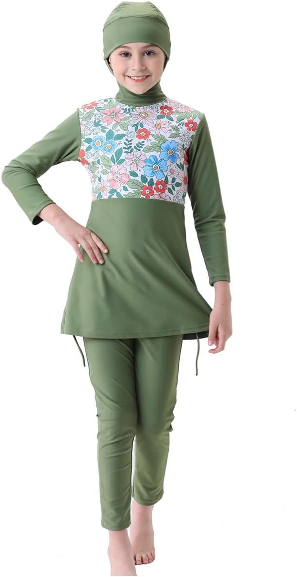 【Uhome】1-12 Years Girls Muslimah Swimsuit for Kids Swimwear suit ...