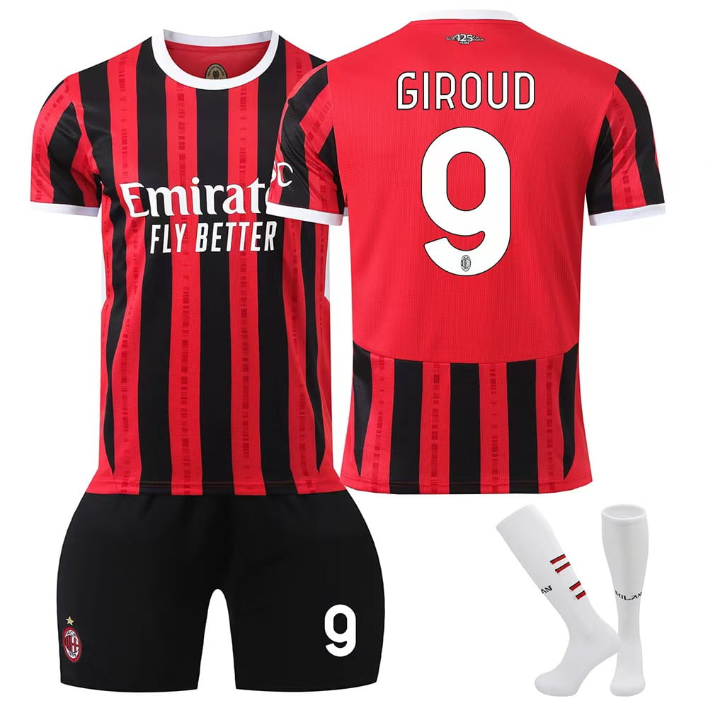 【Uhome】24-25 Kids & Adults Soccer Jersey A.C. Milan Home No.9 GIROND No ...