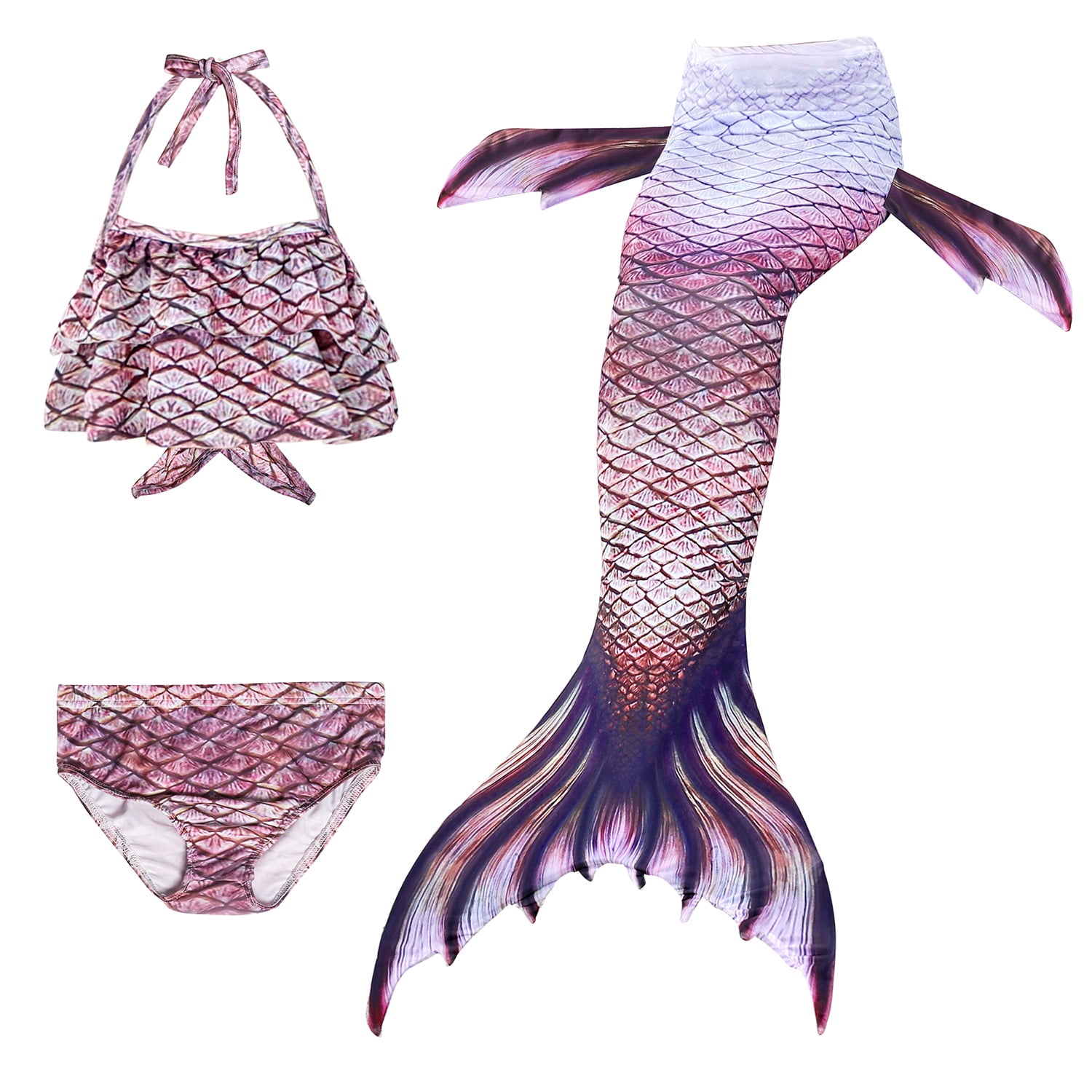 【Uhome】3PCS 3-12Y Girls Mermaid Bathing Suit Hot Spring Bikini ...
