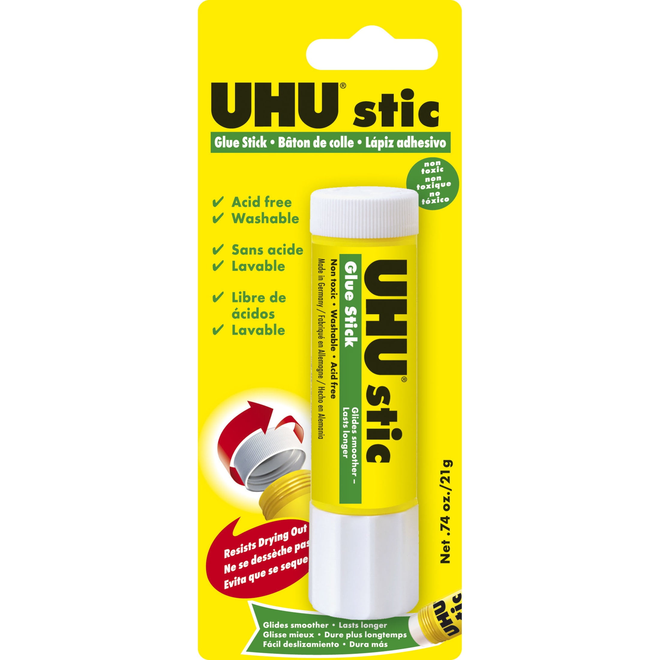 Uhu Stic Glue Stick, White, .74 oz. - Walmart.com