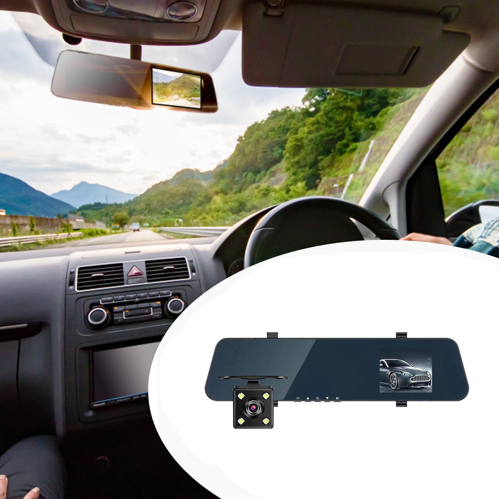 Uhuya Mirror Dash Cam Backup Camera12 Inch, HD1080p Smart Camera ...