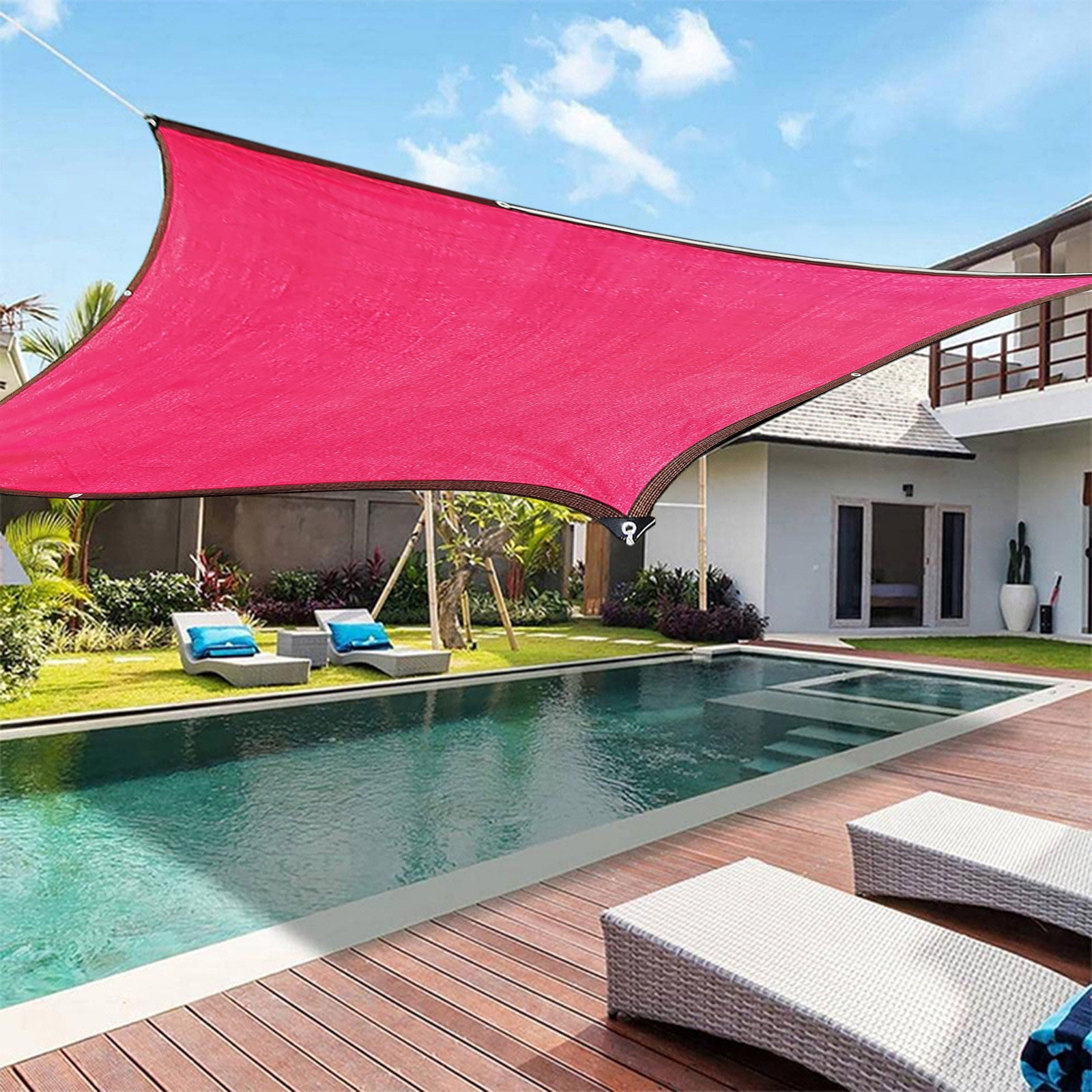 Uhuya Red Sun Shade Sail Rectangle Canopy UV Block Resistant Heavy Duty ...