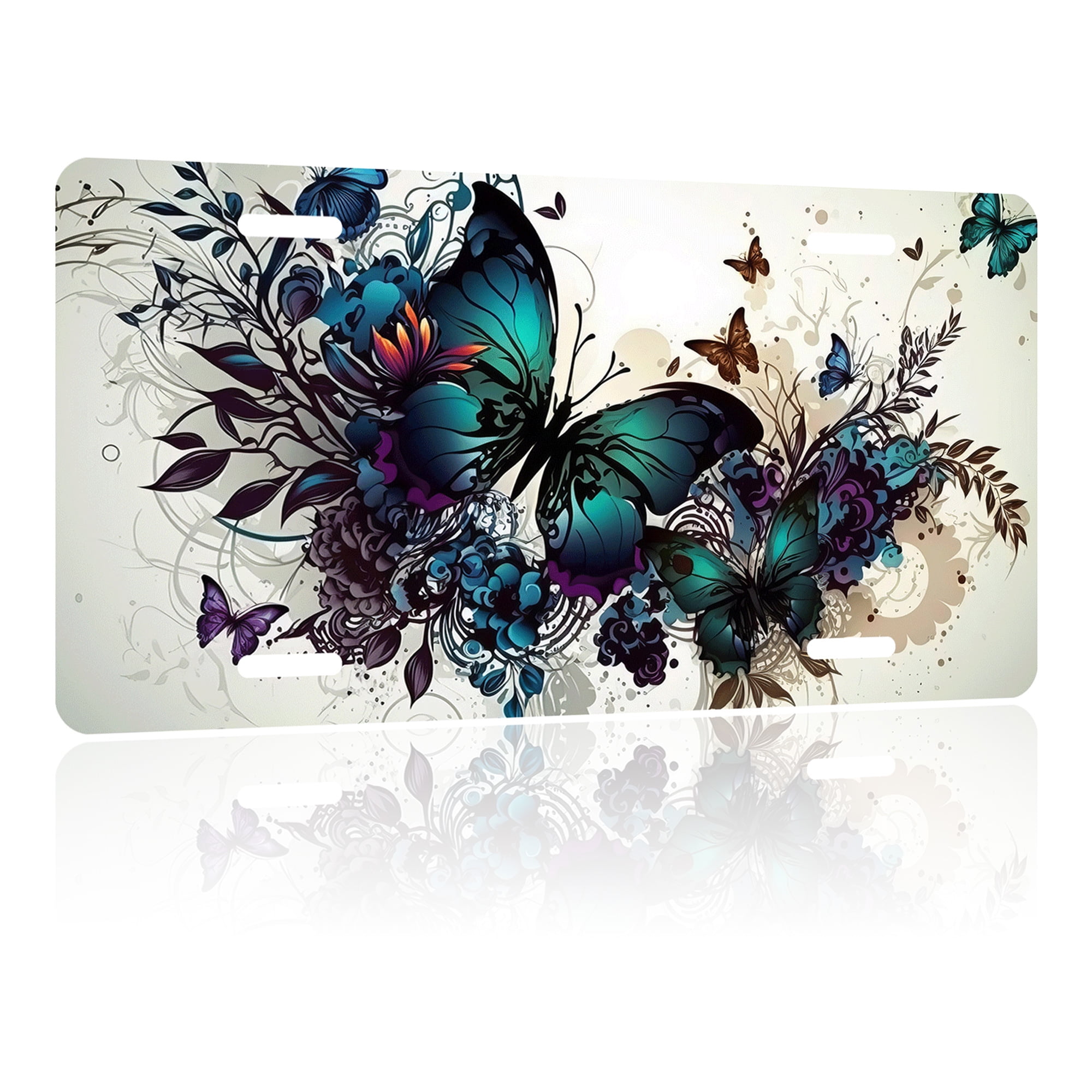 Uiaoiais Elegant Butterfly Flying License Plates Aluminum Novelty ...