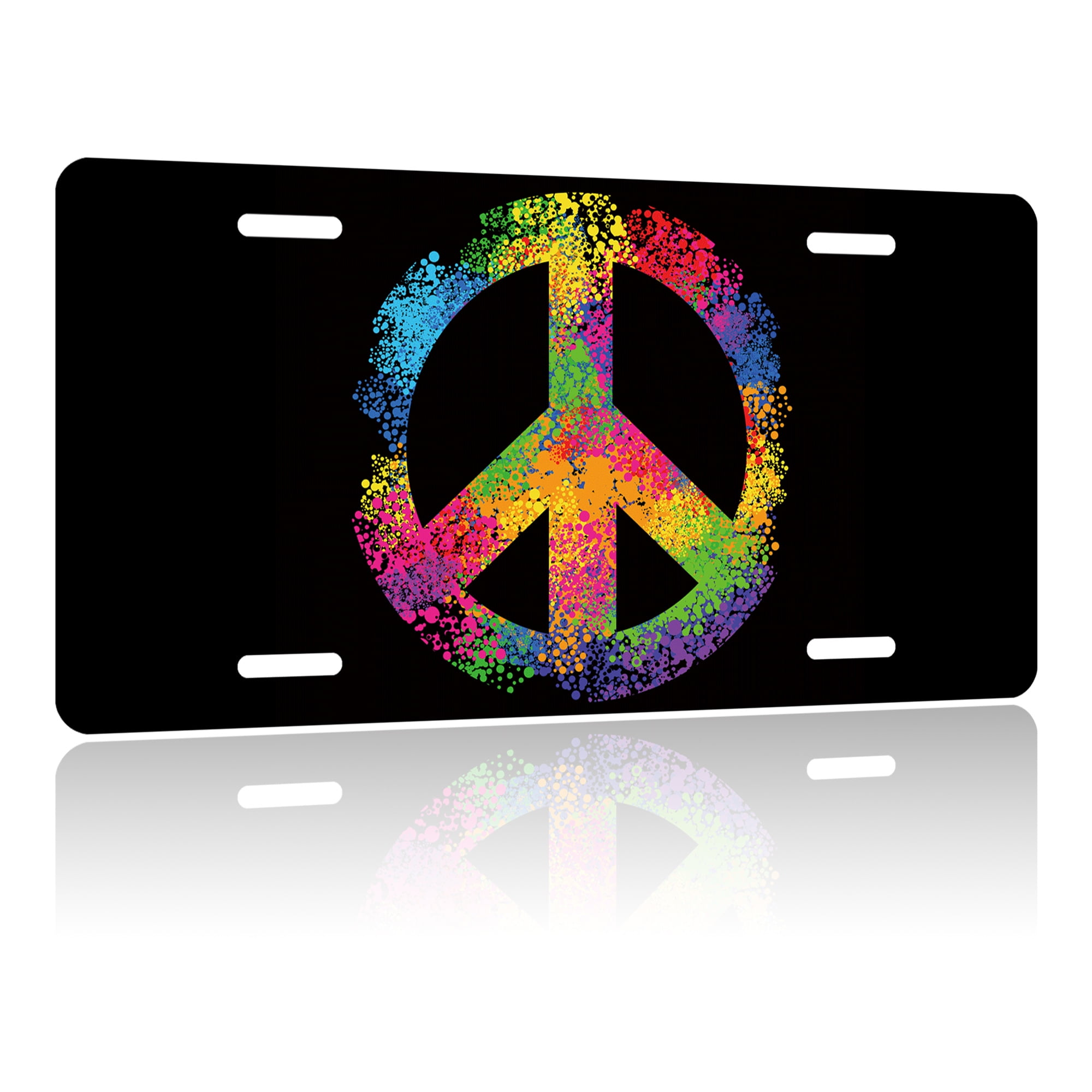 Uiaoiais Hippie Symbols Love and Peace License Plates Aluminum License ...