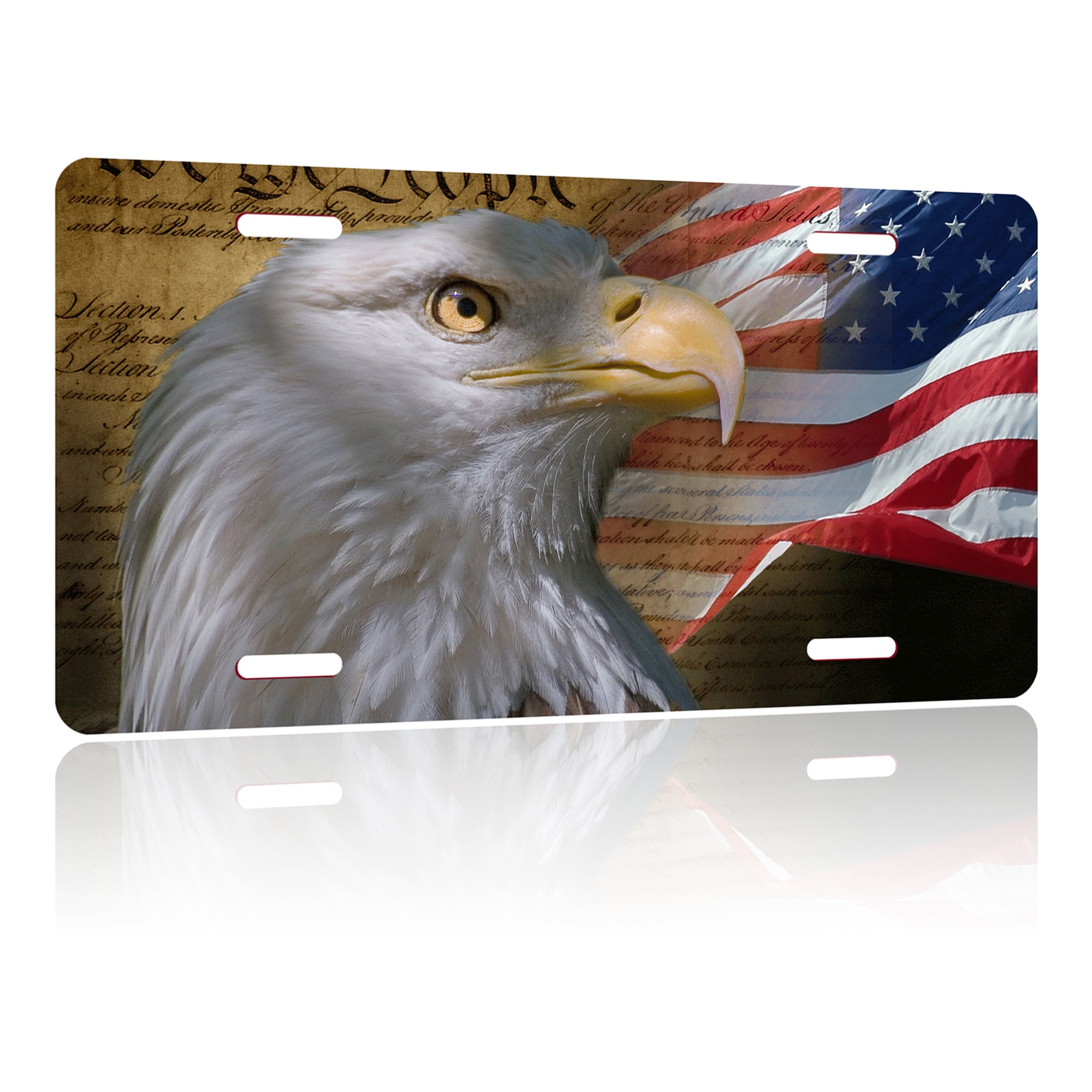 Uiaoiais Bald Eagle License Plate Frame, Aluminum, Durable, Fits ...