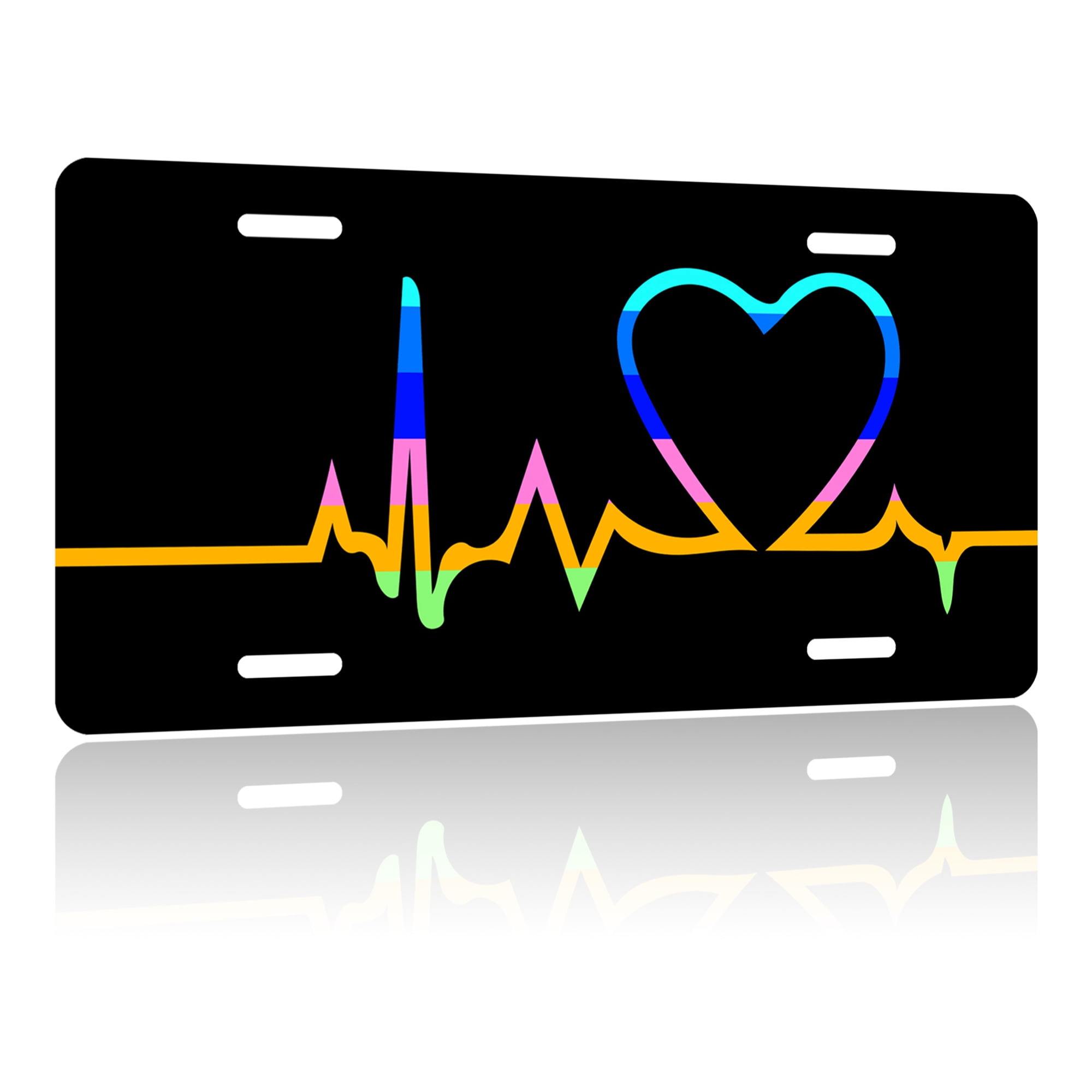 Uiaoiais License Plate Beatline Heart Colorful Rainbow Color License ...