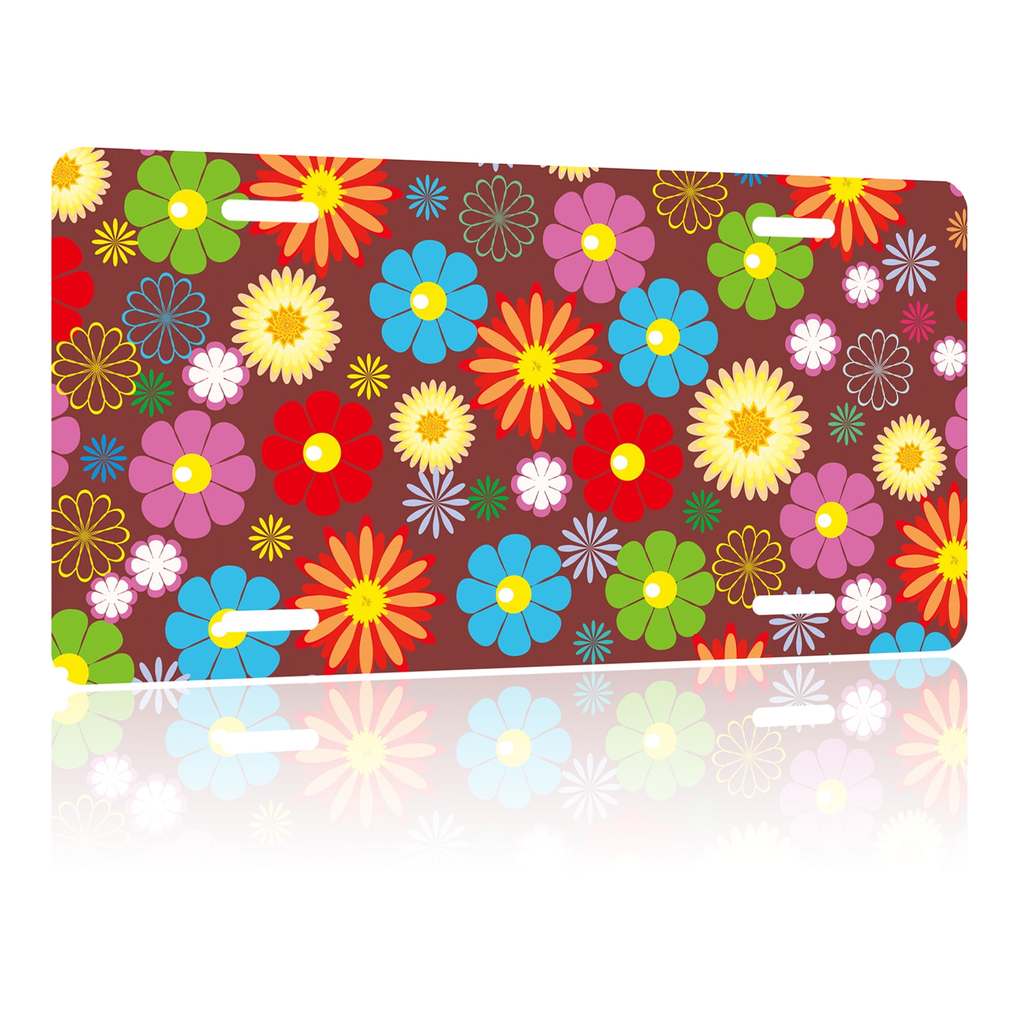Uiaoiais License Plate Colorful Flower Decorative License Plate Cover ...