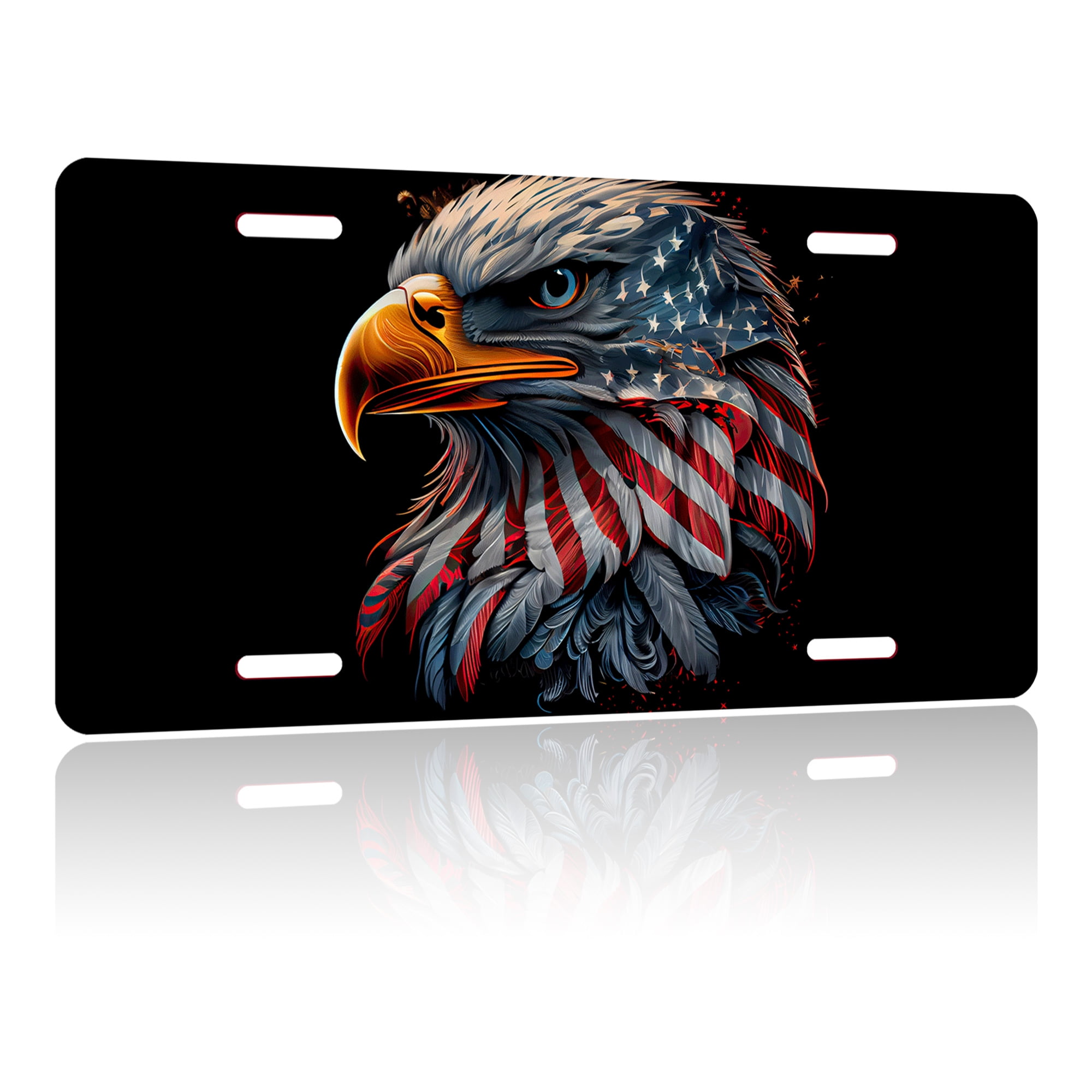 Uiaoiais Decorative Aluminum License Plate Frame, Eagle Head Design ...
