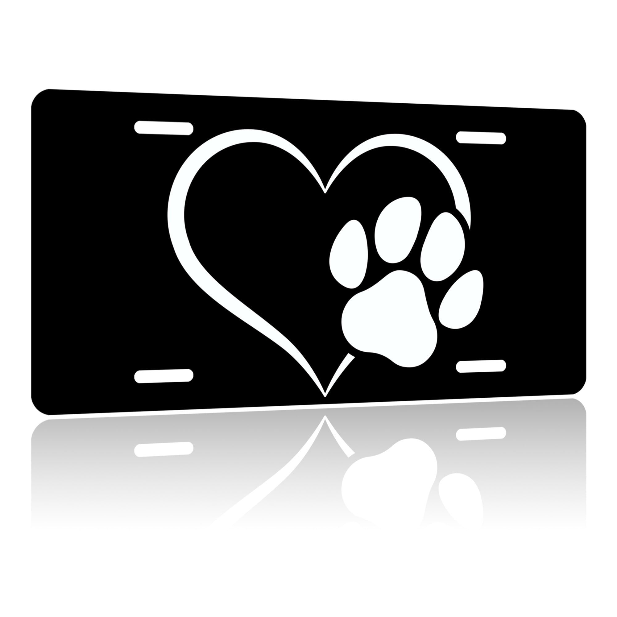 Uiaoiais License Plate Love Heart Plaid Paw Heart Decorative License ...