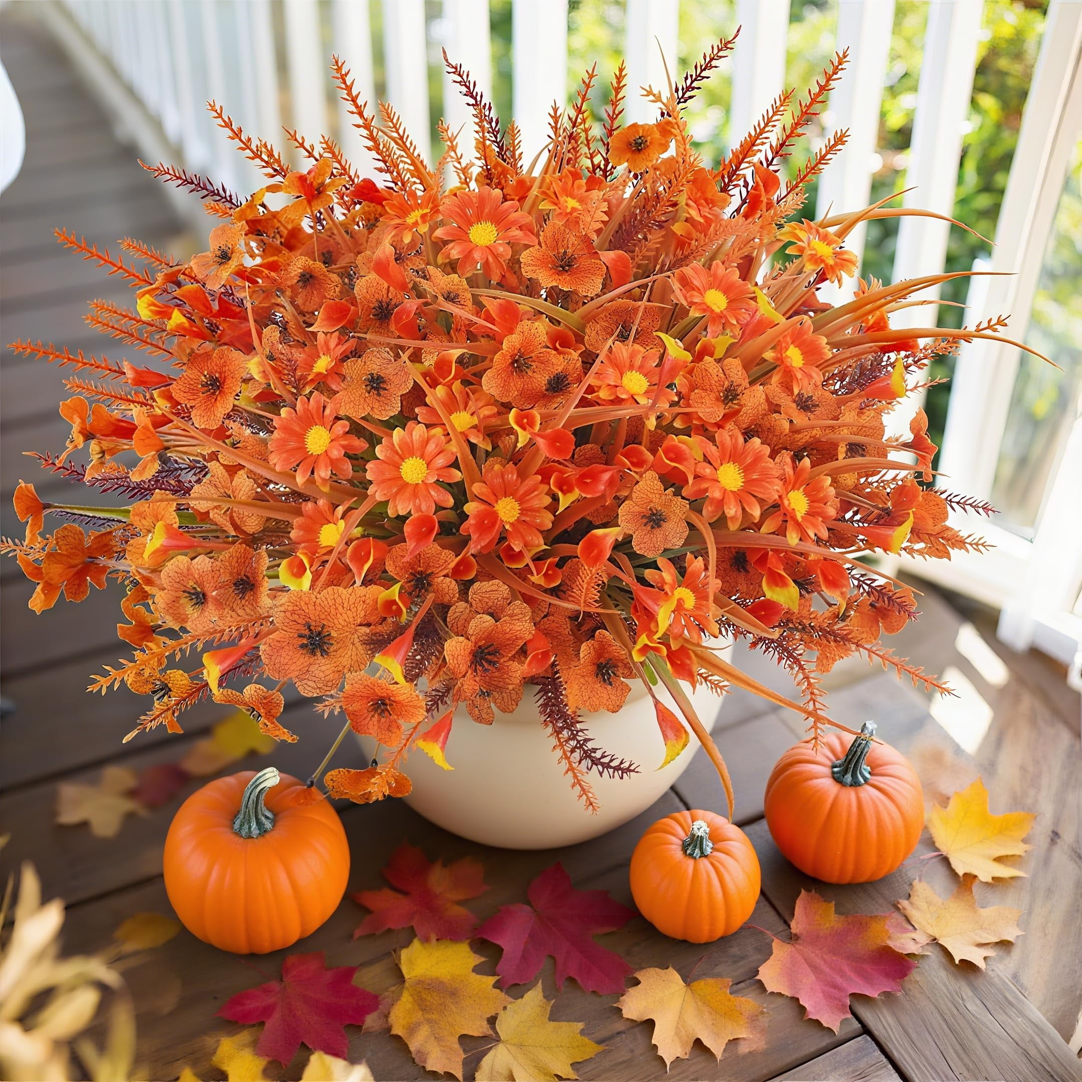 Uieke 36PCS Artificial Mums Outdoor Fall Fake Plastic Flowers Fake ...