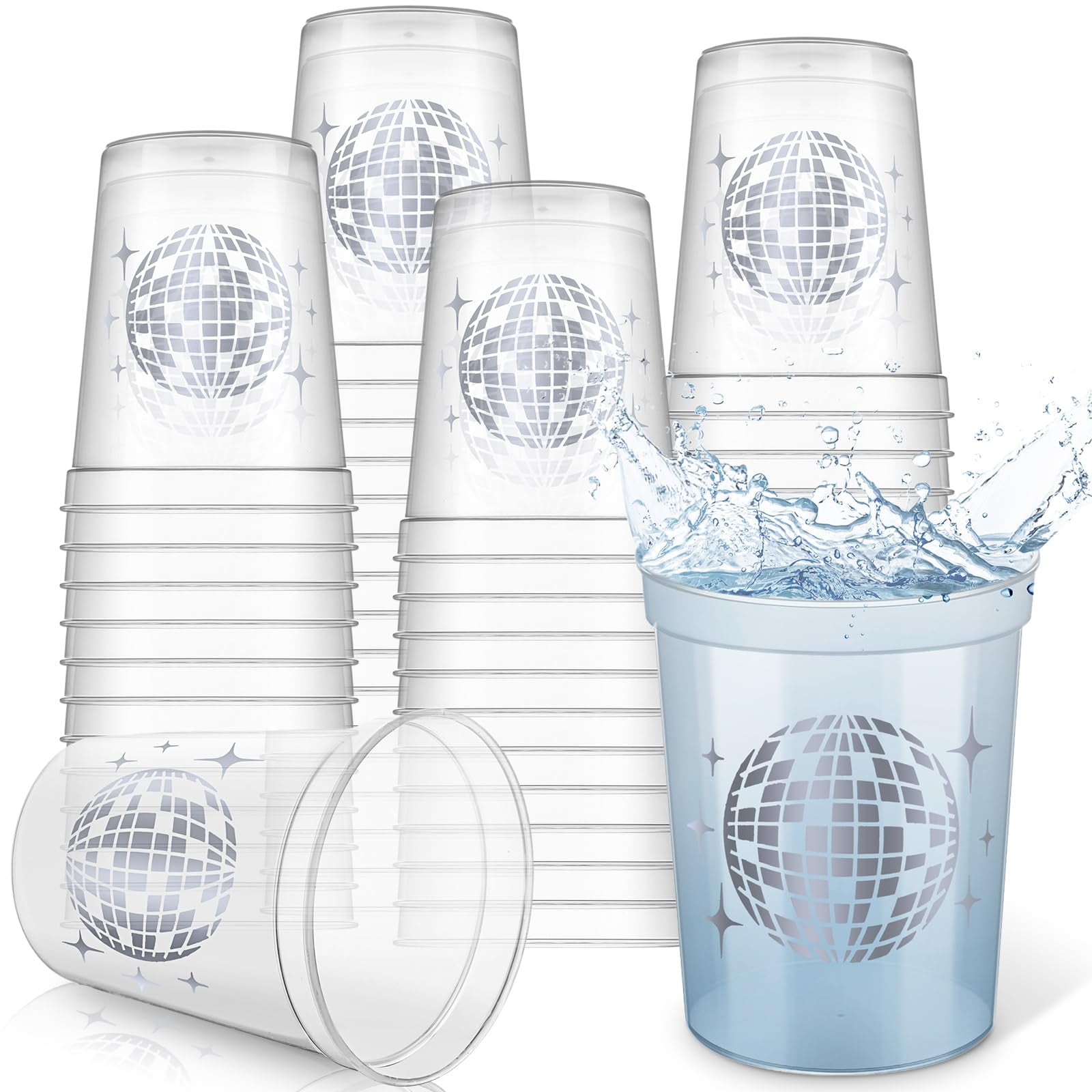 Uiifan 30 Pcs Disco Ball Cups Disco Party Favor 16 oz Reusable Plastic ...