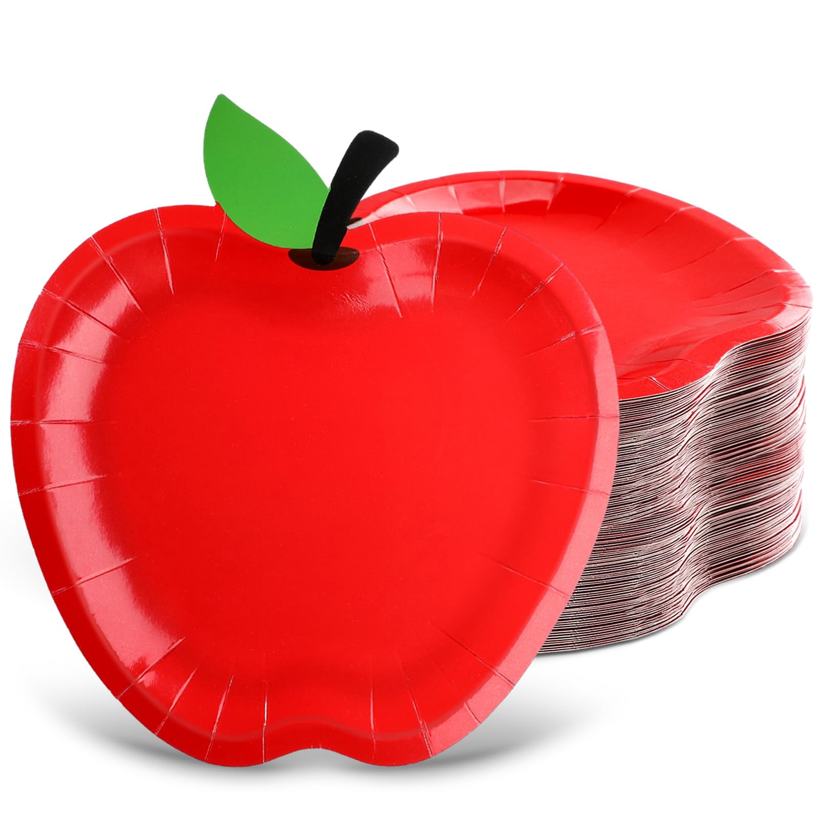 Uiifan 60 PcsITSC Back to School Paper Plates Red Apple Shaped ...
