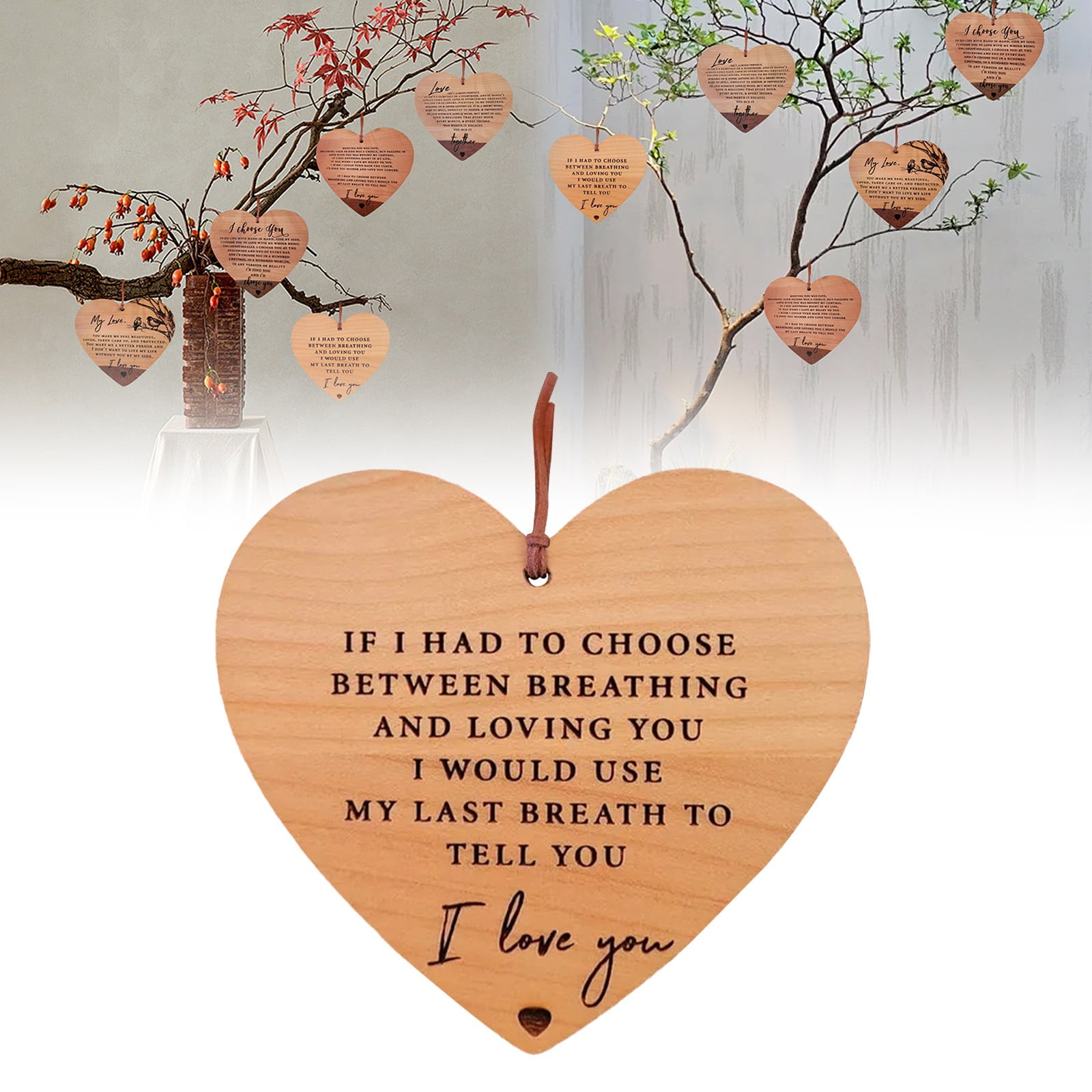 Uikceten Love Messages For Him Heart Shaped Wooden Sign Valentine's ...