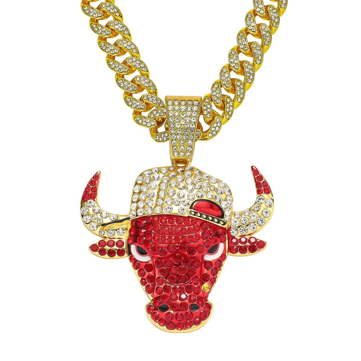 Uilita 2025 Iced Out Bulls Pendant Necklace Hiphop Chains For Men,Teens ...