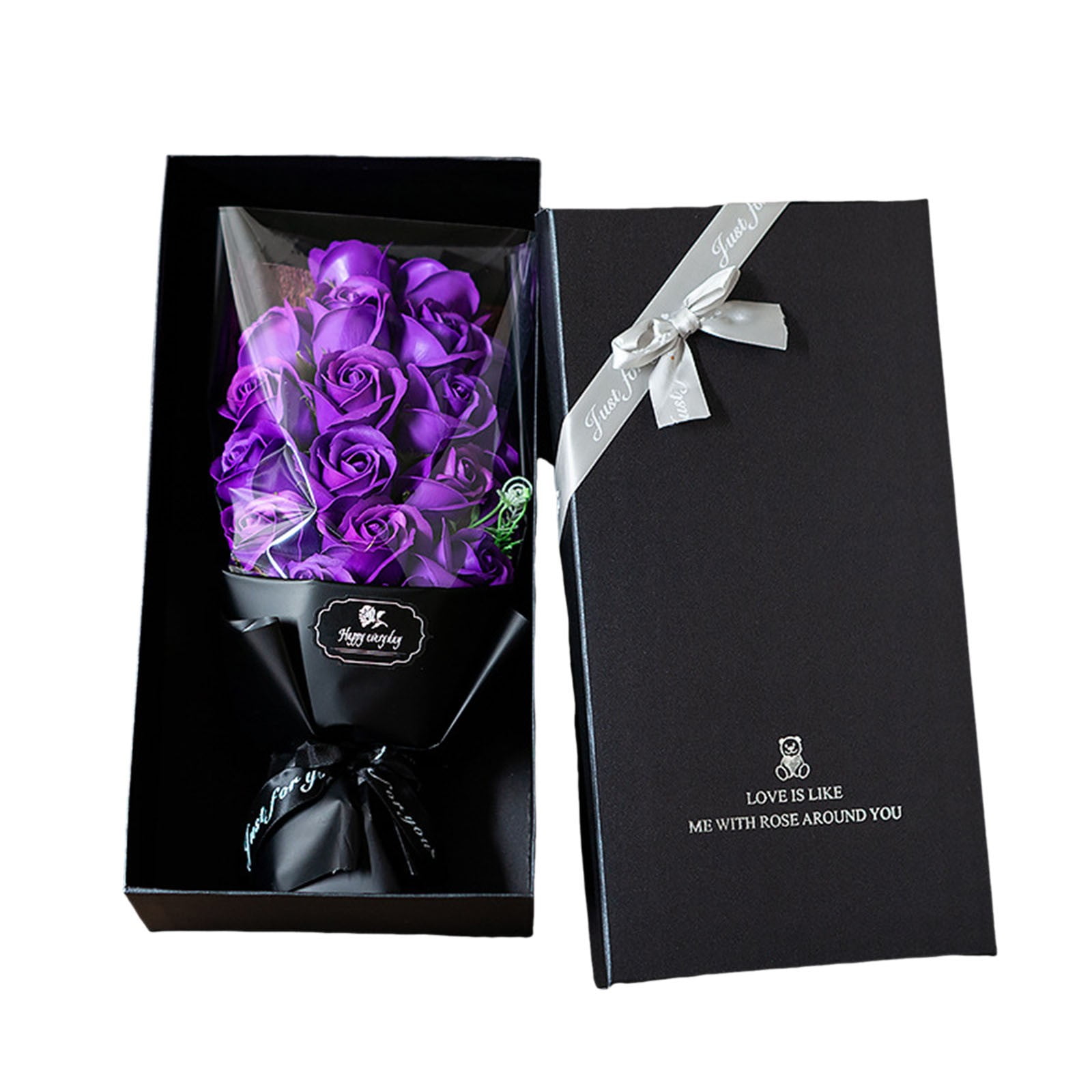 Uinagy Valentine's Day Simulation Rose Preserved Flower Gift Box ...