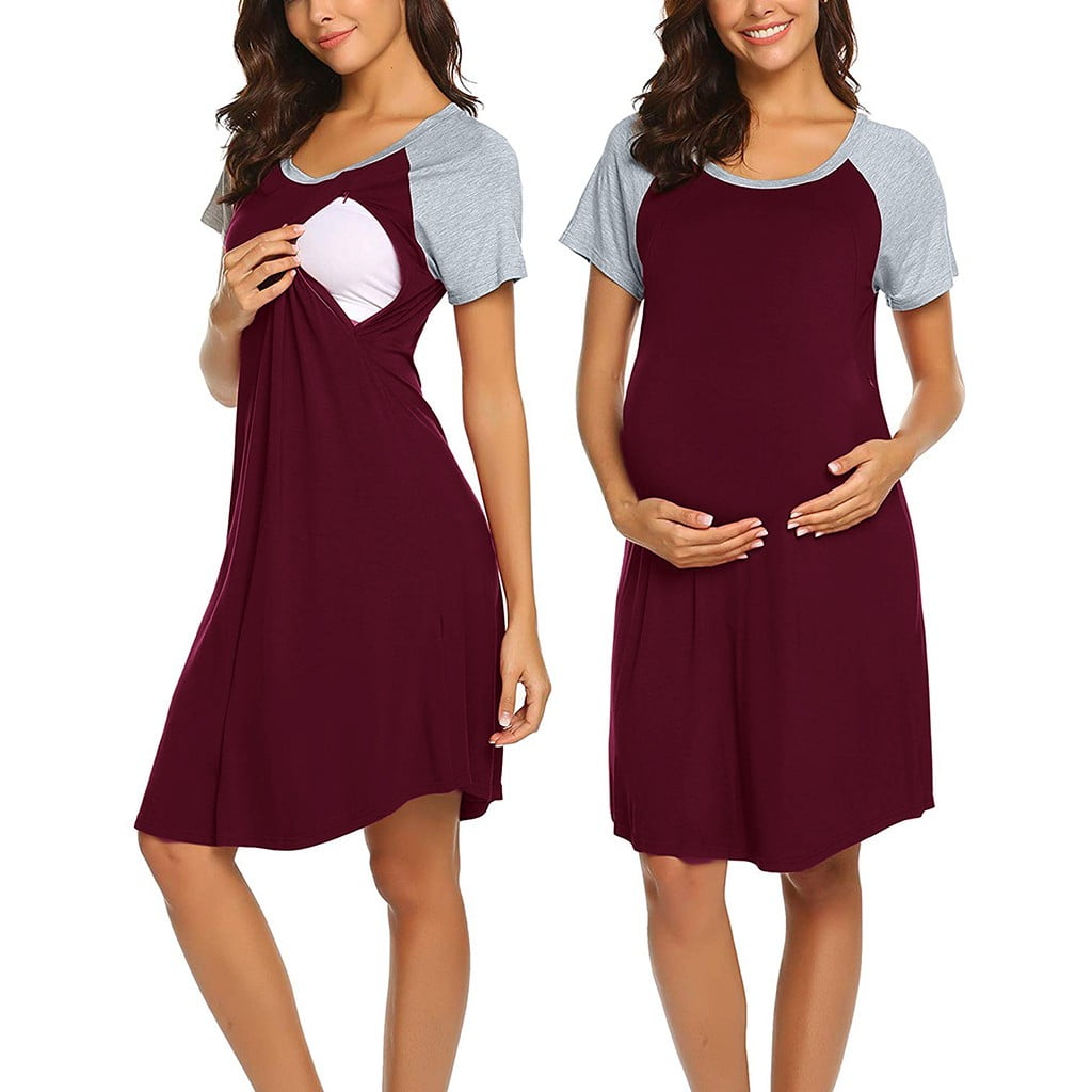 Uinagy Women Maternity Dress Nursing Baby Nightgown Breastfeeding ...