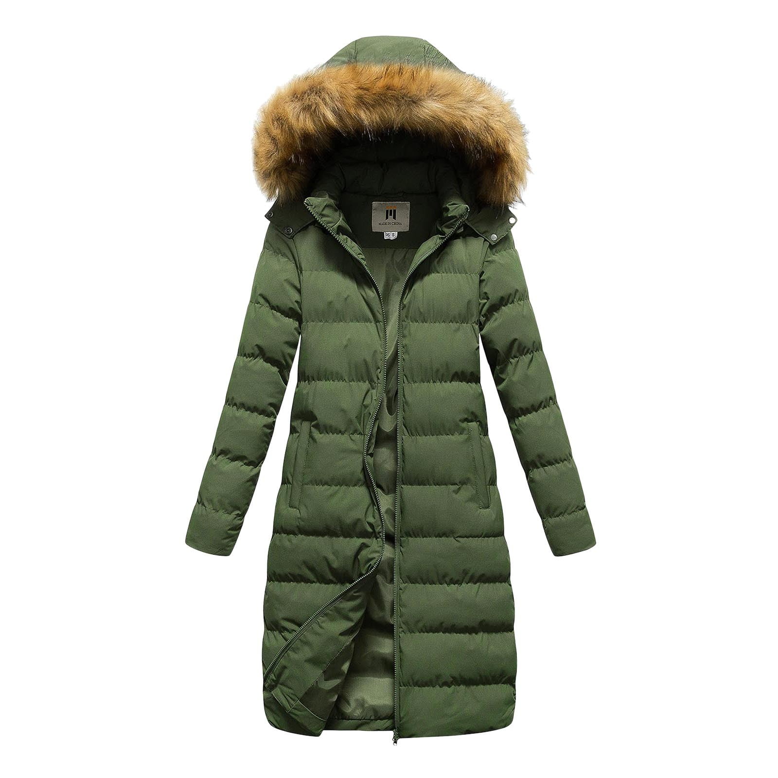 Uinagy Women's Winter Fur-Proof Warm Removable Hood Coat Down Jacket ...