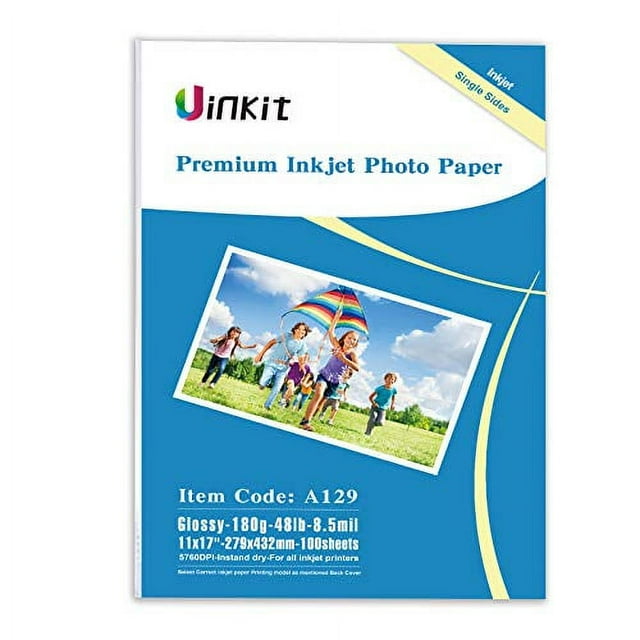 Uinkit 11x17 Glossy Inkjet Photo Paper, 50lb, 100 Sheets for Brochure ...