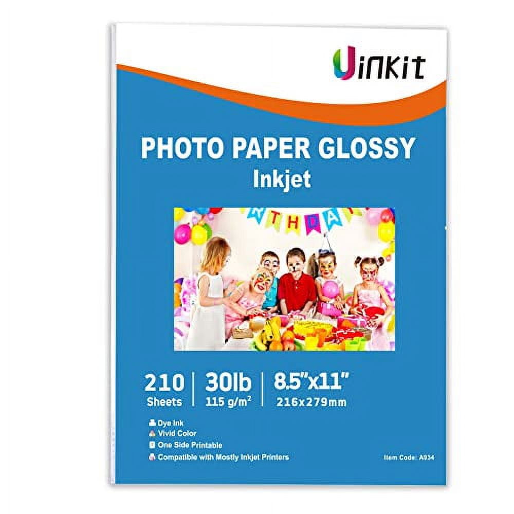 Uinkit Glossy Photo Paper, 8.5x11, 30lb, 210 Sheets, Thin, Inkjet, DIY ...