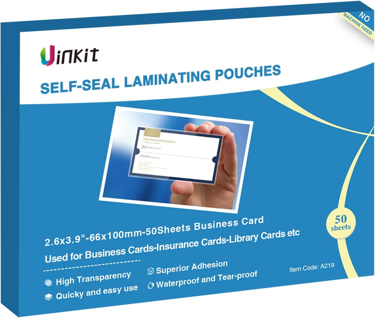 Uinkit Self-Seal Laminating Sheets, Single-Sided, 2.6x3.9in, 50Pack ...