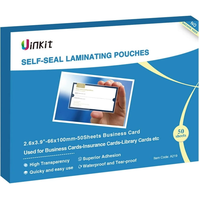 Uinkit Self-Seal Laminating Sheets, Single-Sided, 2.6x3.9in, 50Pack ...